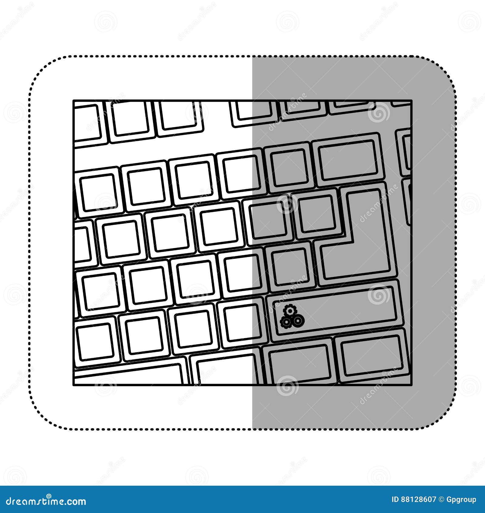Contour Computer Keyboard with Gear Symbol Icon Stock Illustration ...