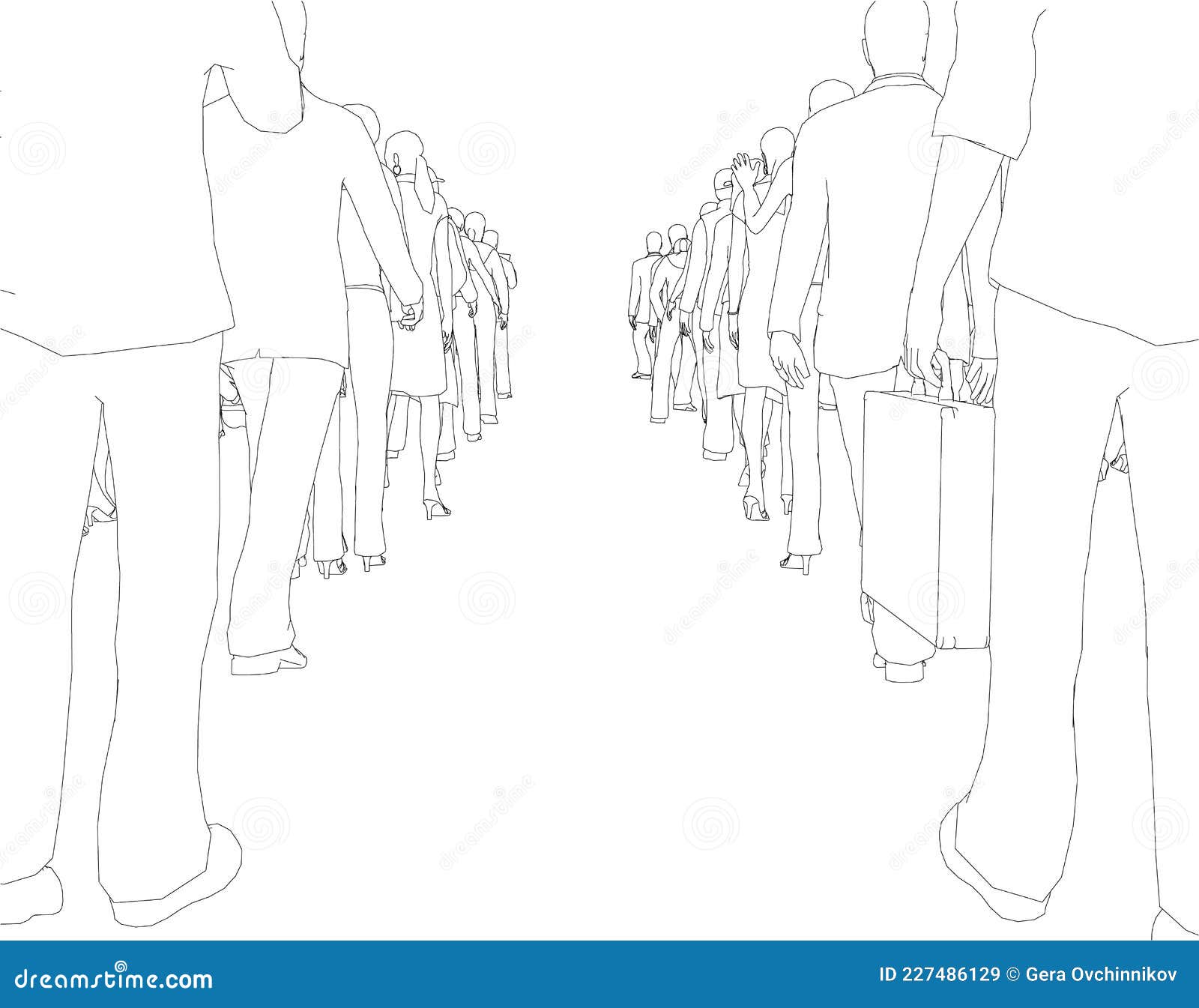 Contour of a Crowd of People Standing in a Row from Two Sides from ...
