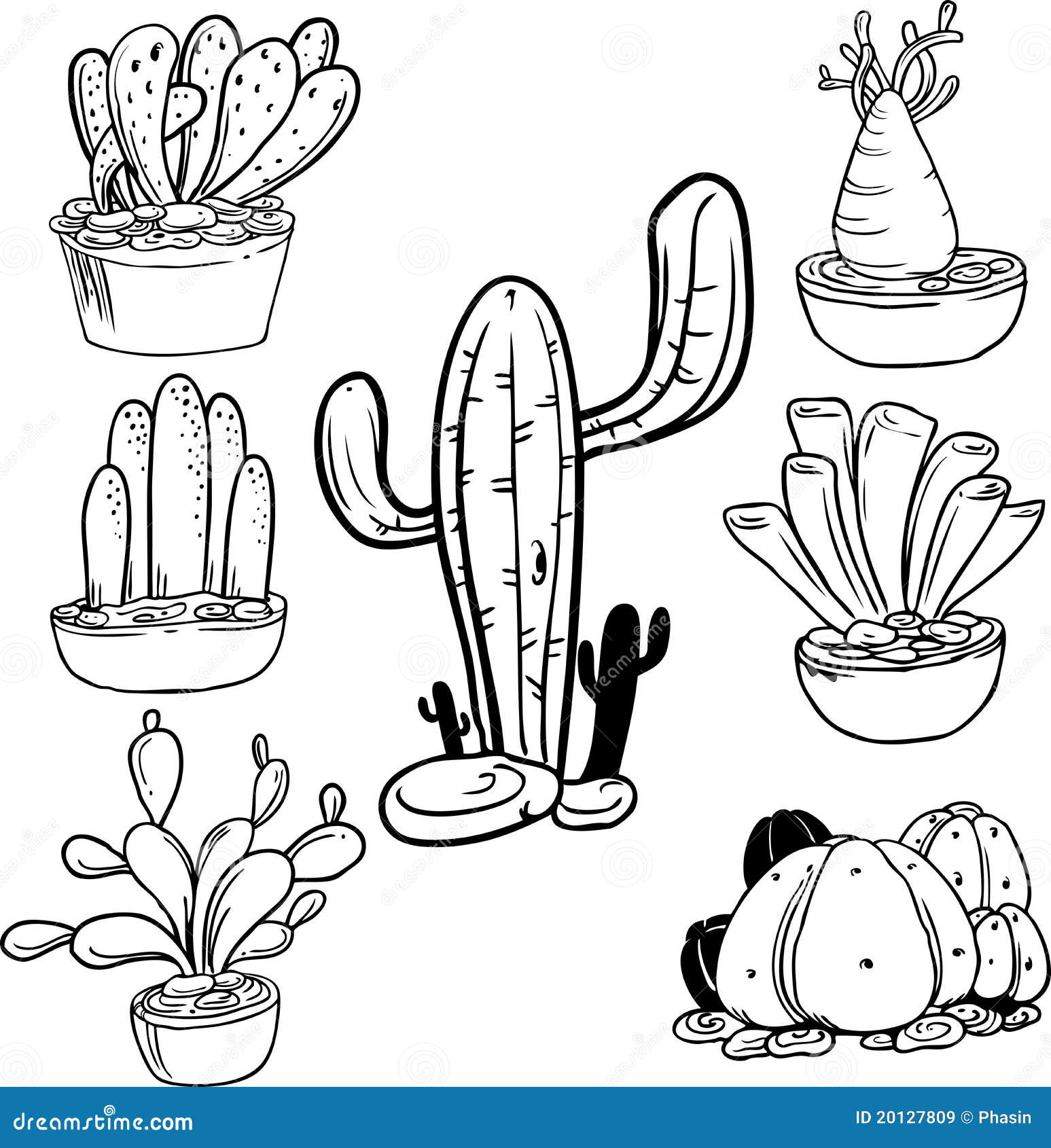 Contour de cactus illustration de vecteur. Illustration of vert - 20127809