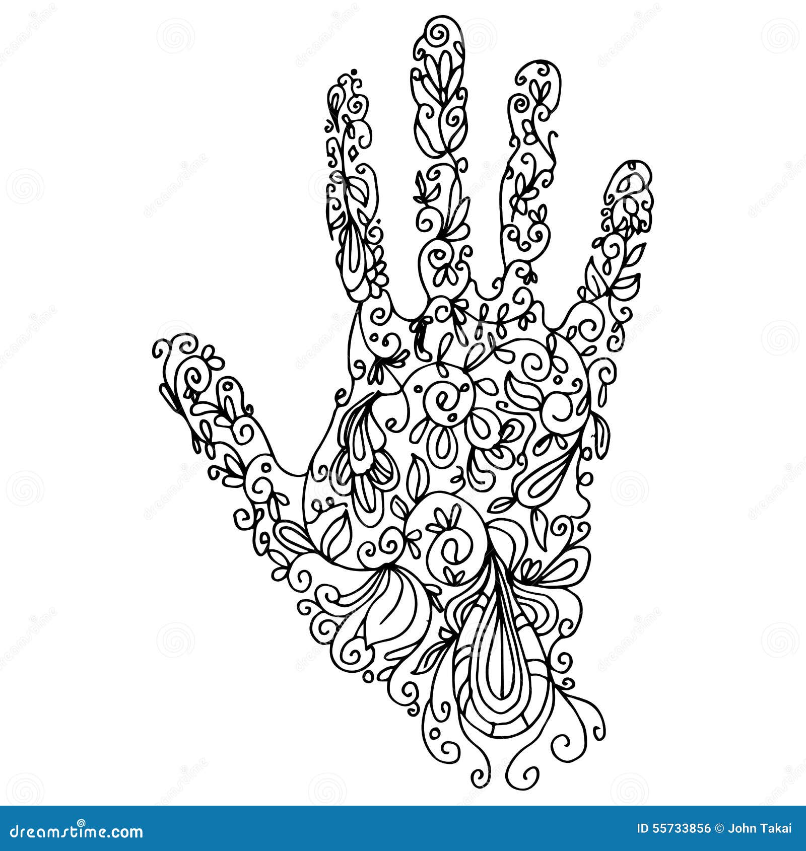 Contour De Main De Zentangle Illustration de Vecteur - Illustration du ...