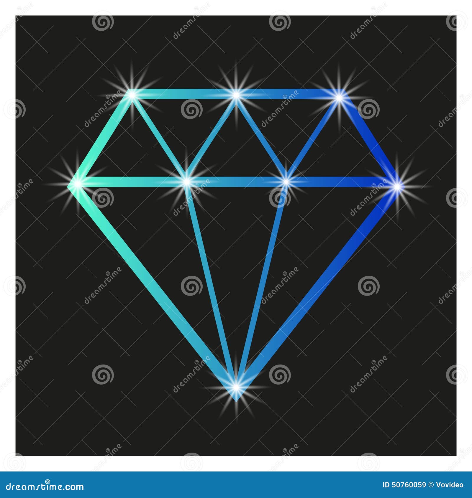 Contour Diamond on a Black Background, with Stock Illustration ...