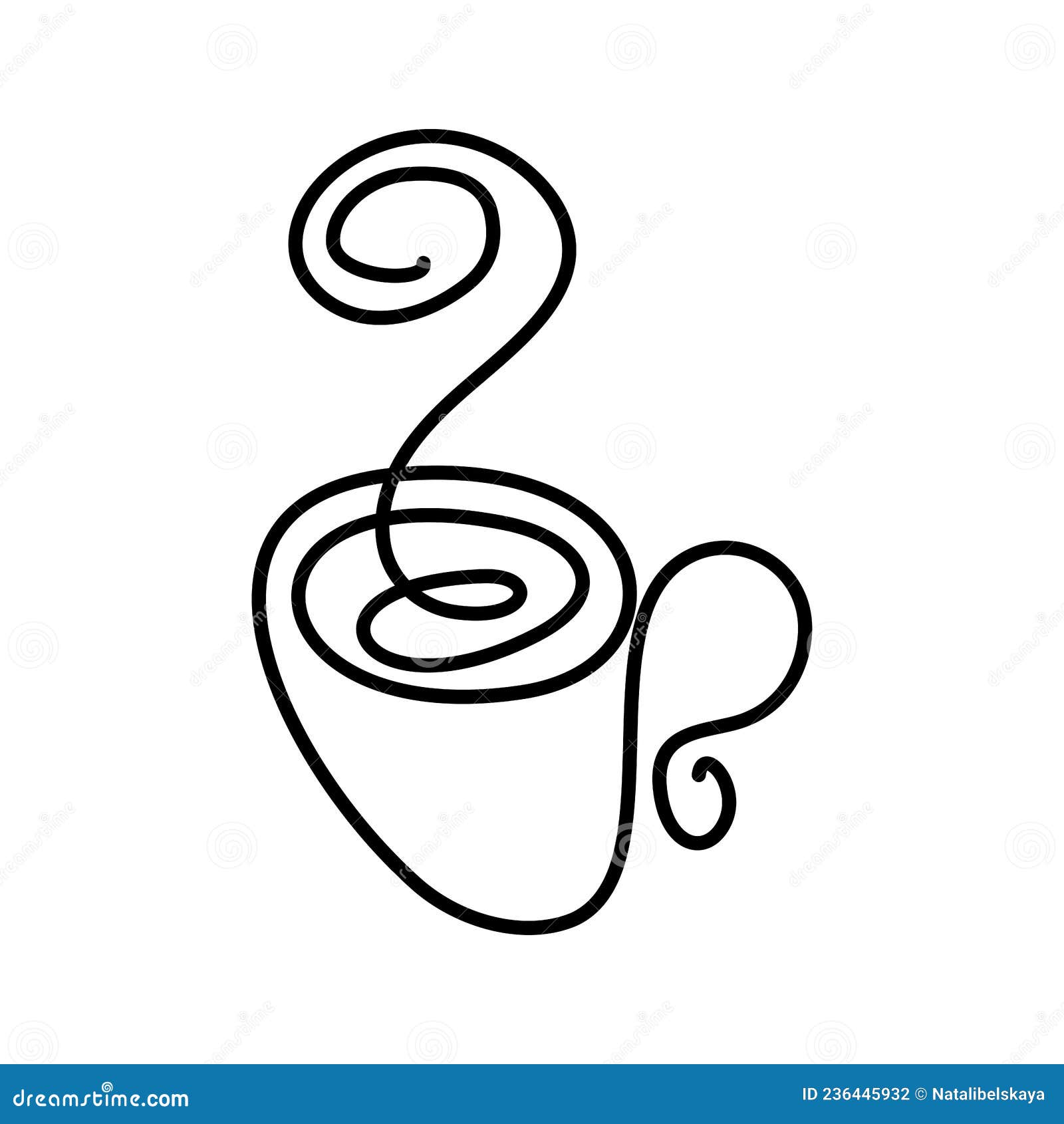 Contour Drawing of a Cup in a Minimalistic Continuous Line Art Style ...