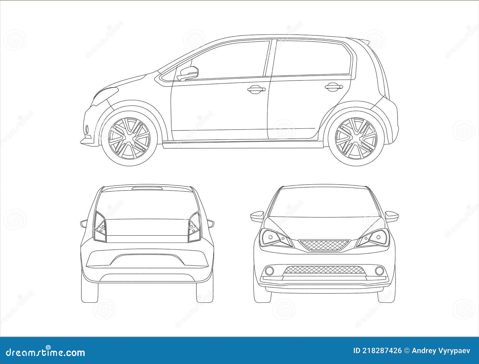 Contour Drawing Of A Mini Car Vector Illustration | CartoonDealer.com ...