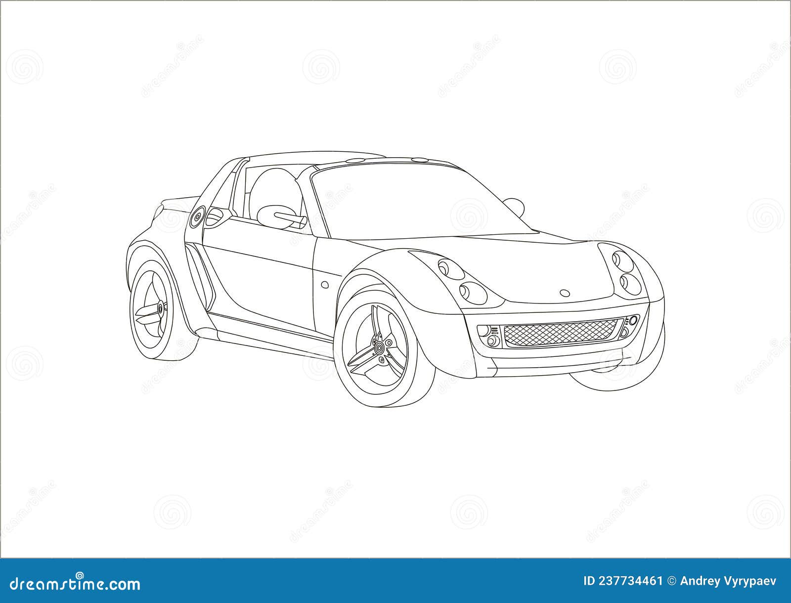 Contour Drawing of a Mini Sports Car Stock Vector - Illustration of ...