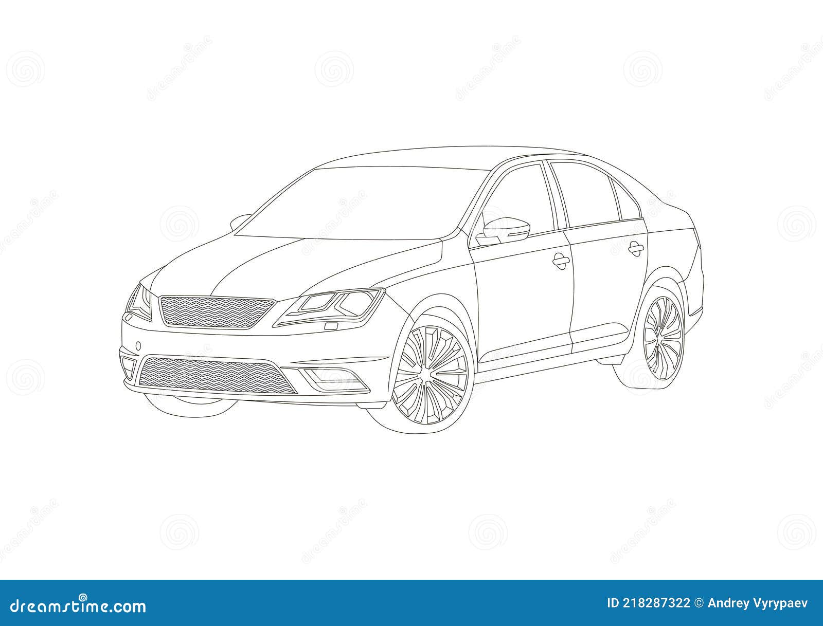 Contour Drawing of the Sedan Stock Vector - Illustration of body ...