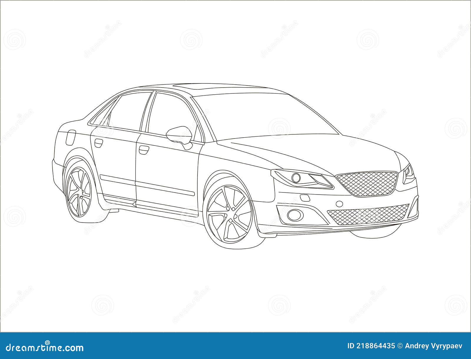 Contour Drawing of the Sedan Stock Vector - Illustration of exeo, parts ...