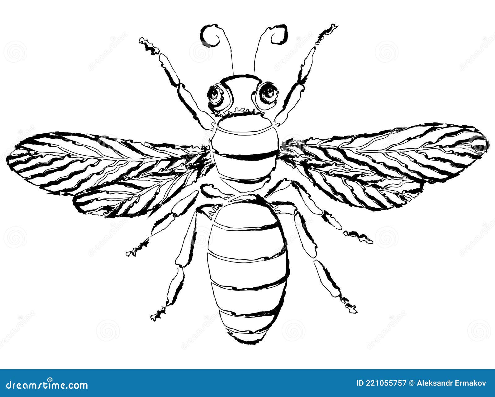 Contour Drawing of Silhouette Decorative Cartoon Fly Stock Vector ...