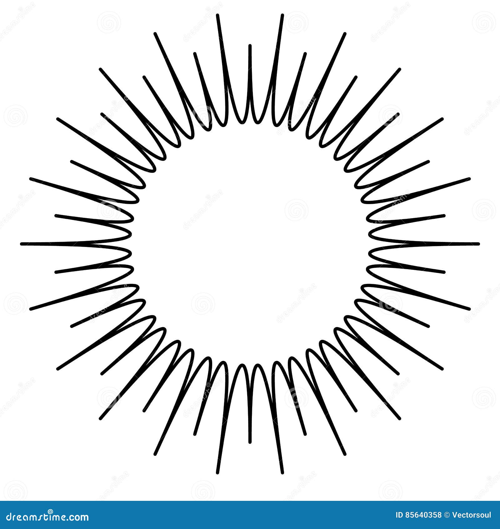 Contour Element with Radial Lines Isolated on White Stock Vector ...