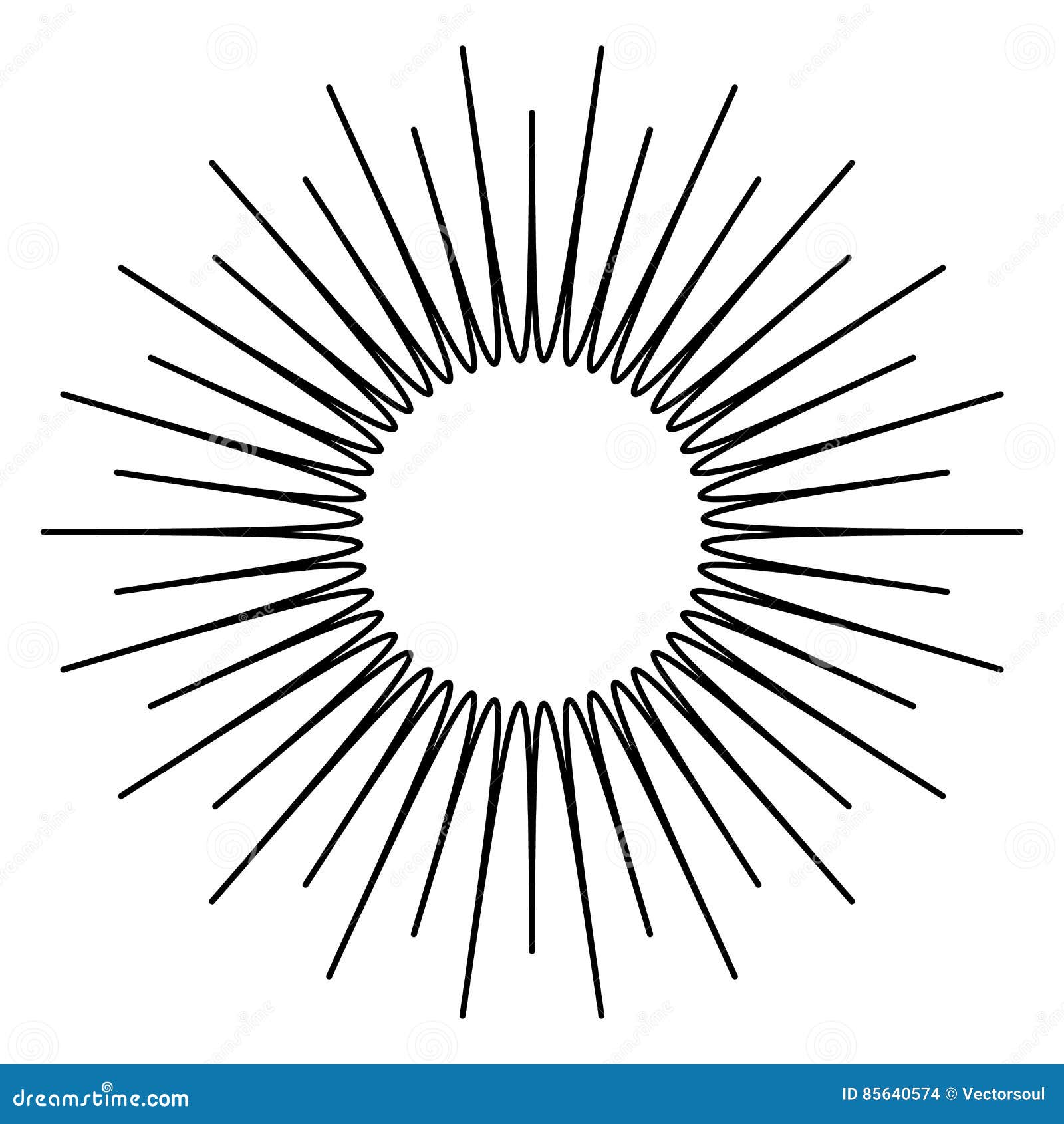 Contour Element with Radial Lines Isolated on White Stock Vector ...