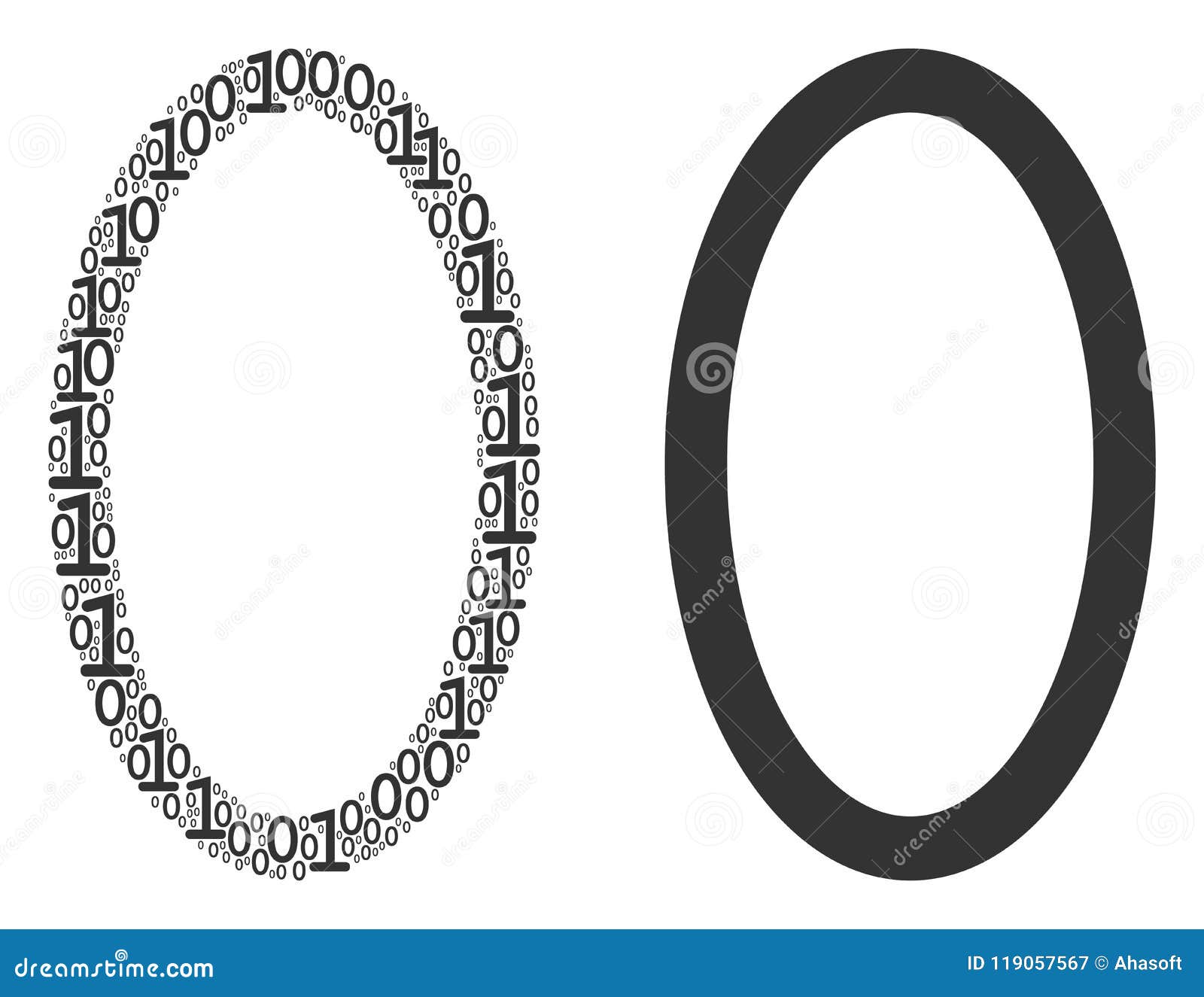 Contour Ellipse Collage of Binary Digits Stock Vector - Illustration of ...