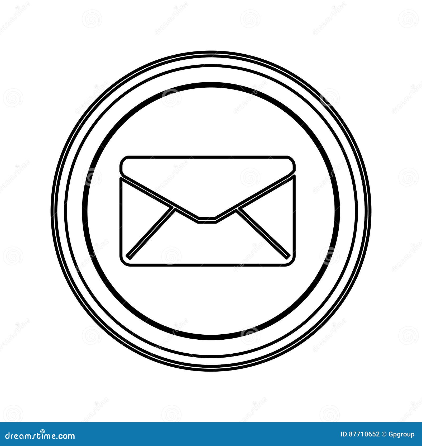 Contour Emblem Close Message Envelope Icon Stock Illustration ...