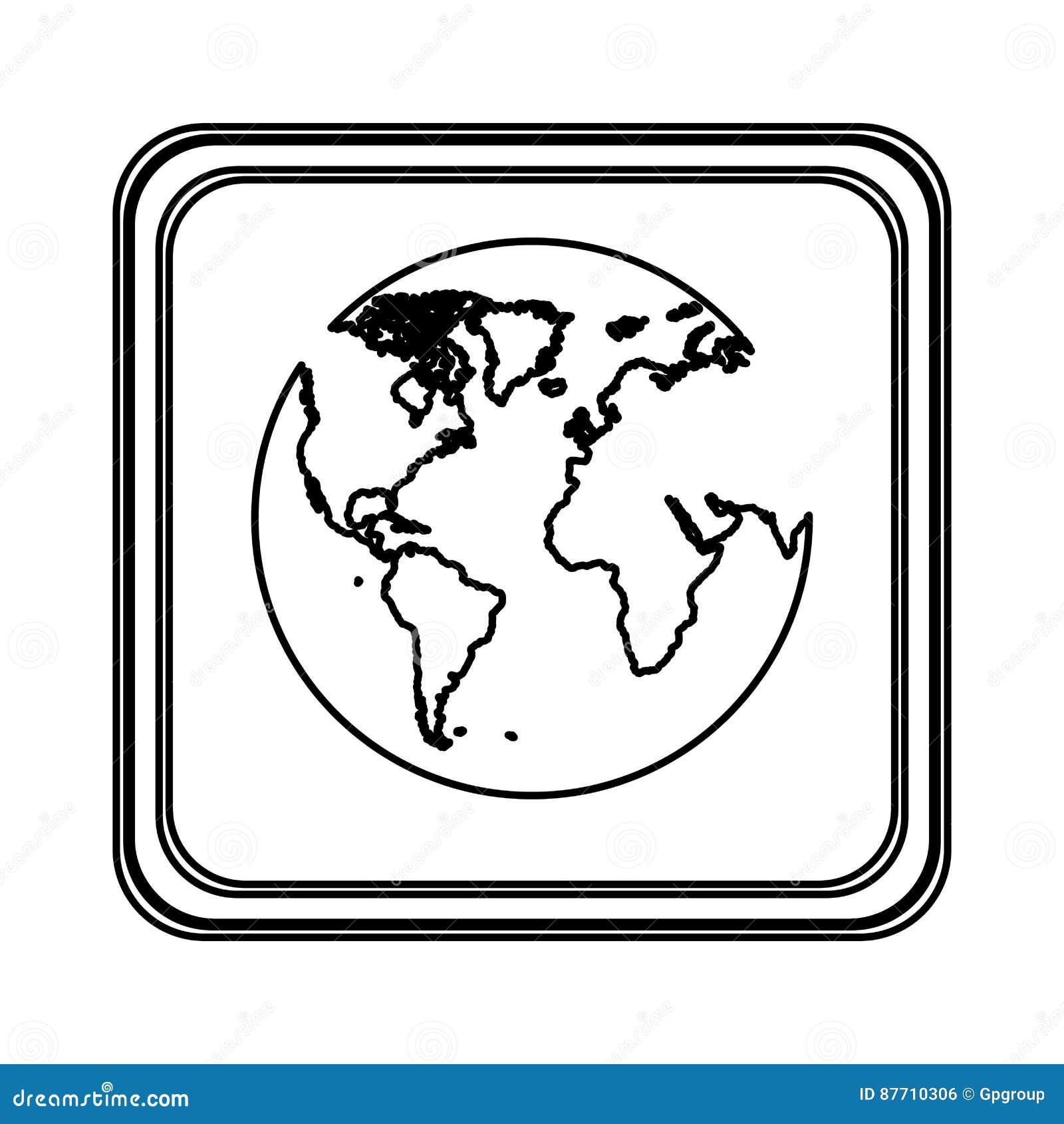 Contour Emblem Earth Planet Icon Stock Illustration - Illustration of ...