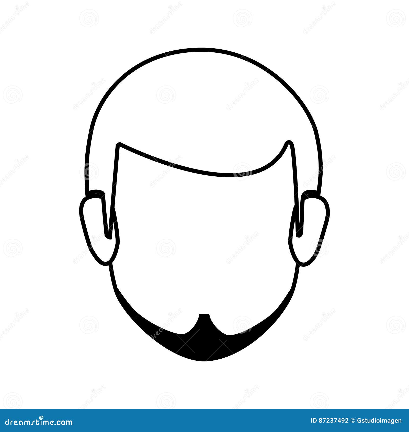 Contour Faceless Front View Man with Beard Stock Vector - Illustration ...