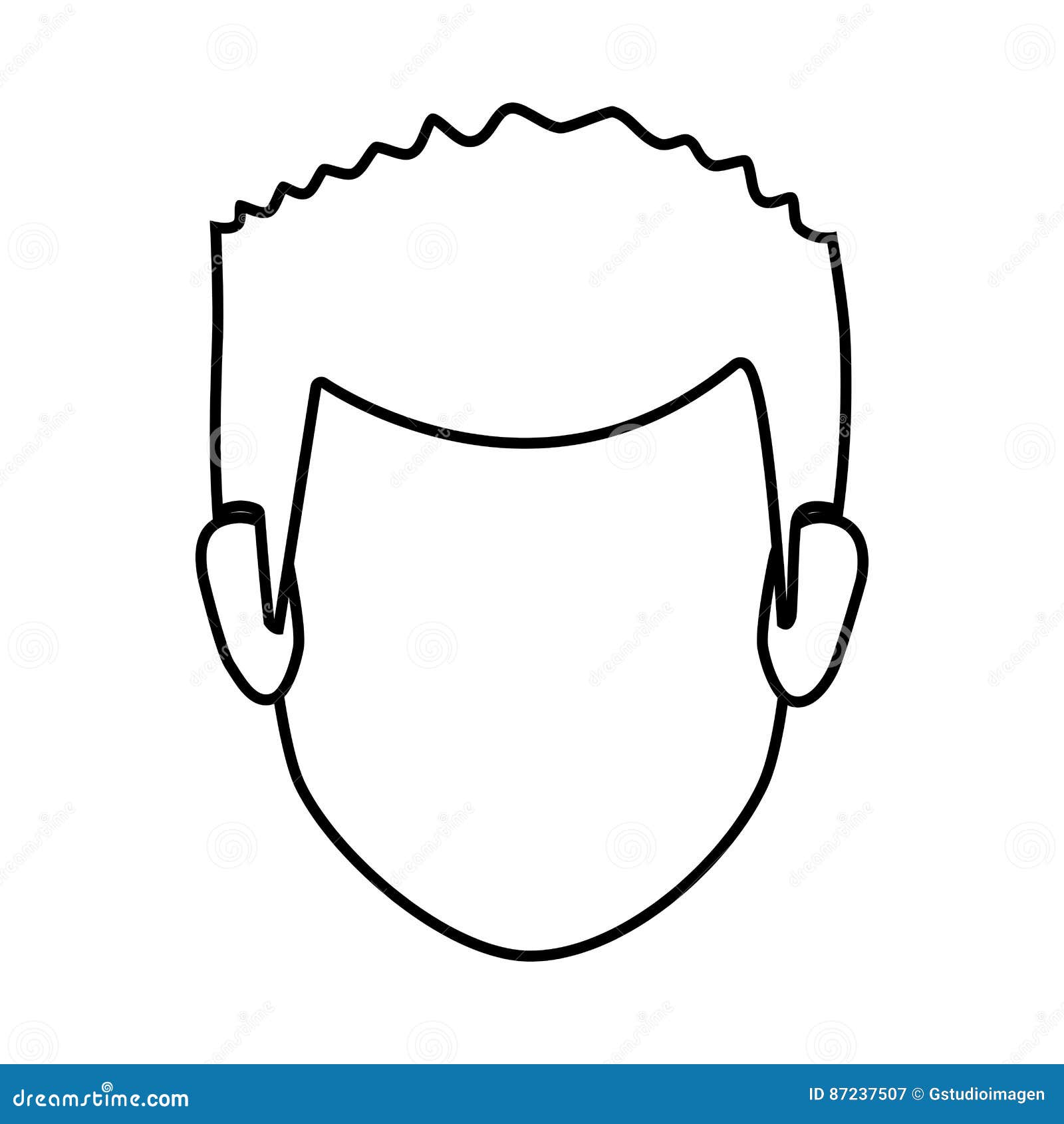 Contour Faceless Front View Man with Hairstyle Stock Vector ...