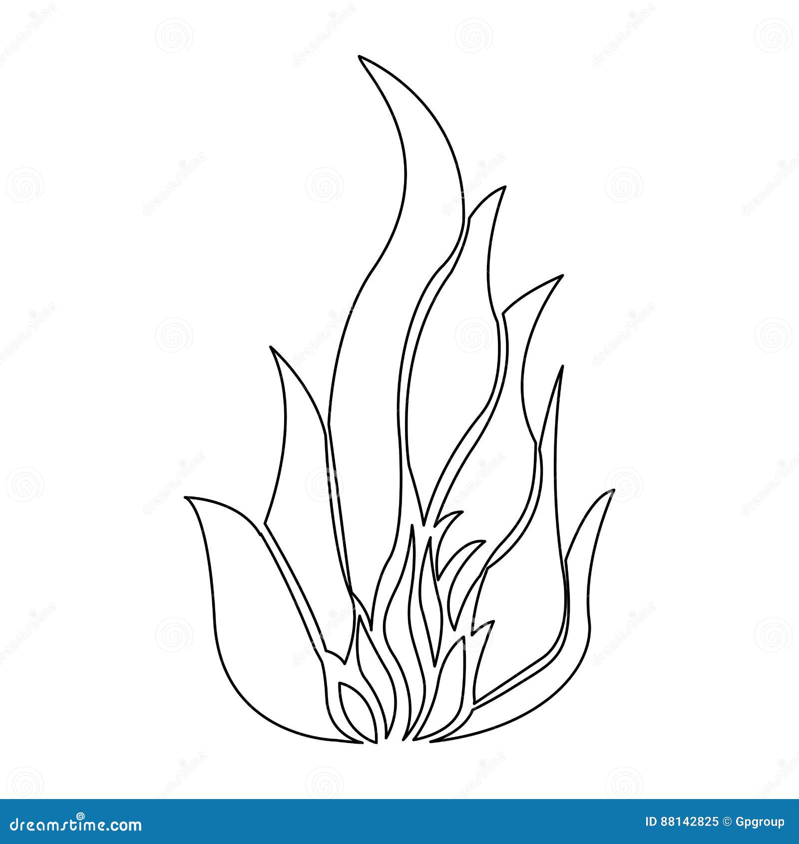 Contour Fire Flame Icon Flat Stock Illustration - Illustration of heat ...