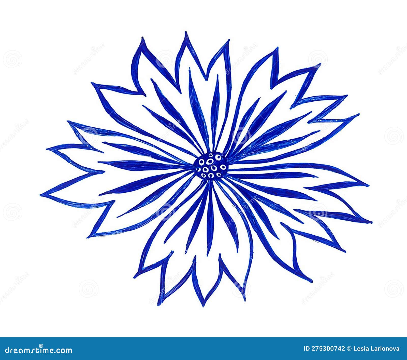 Blue Flower Outline on a White Background Stock Illustration ...
