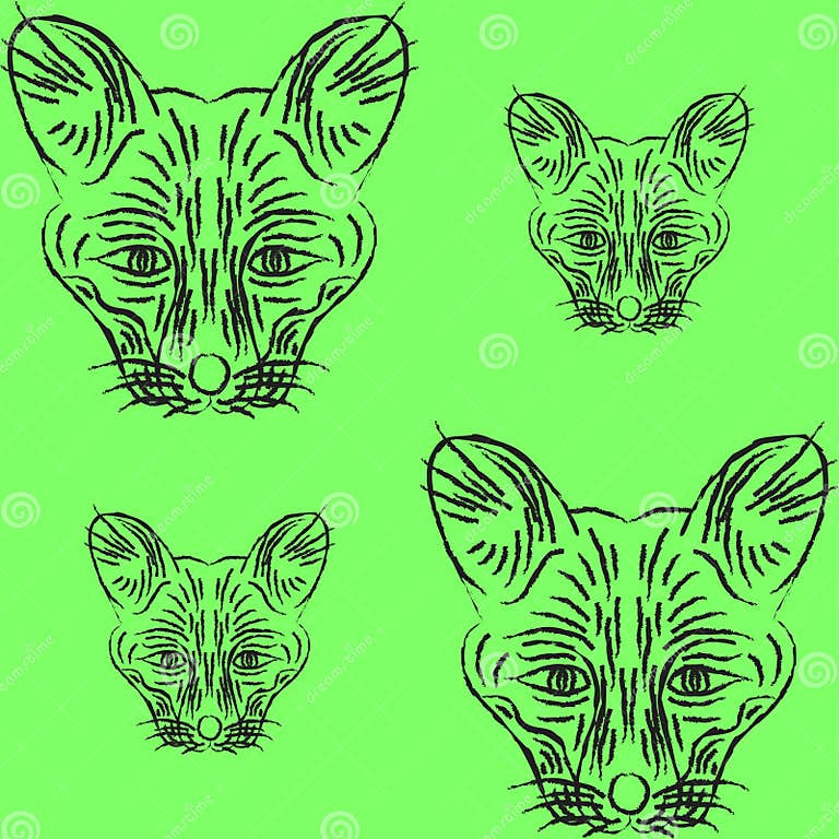 Contour foxes and foxes. stock vector. Illustration of beautiful - 75781602