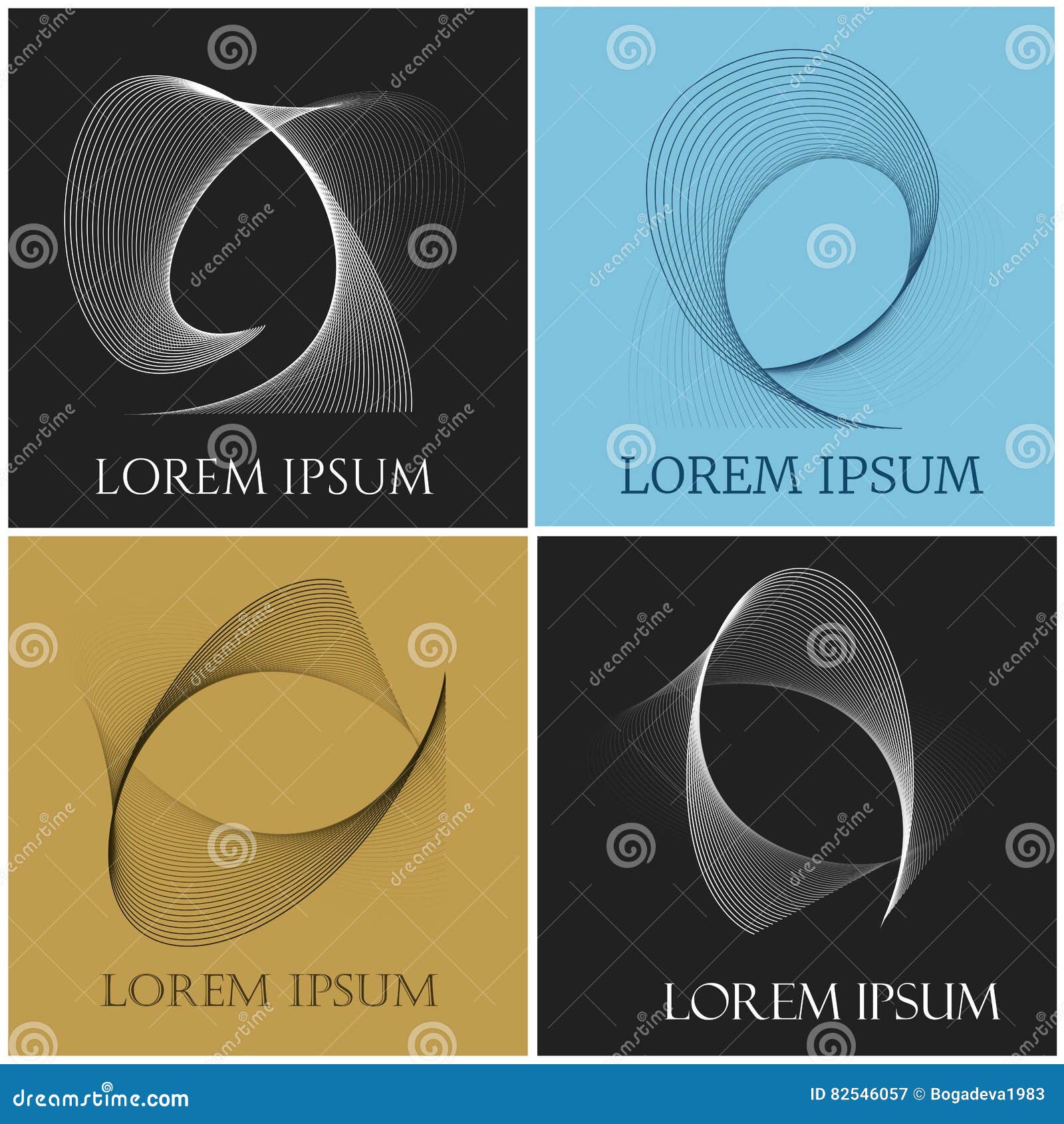 Contour Graphics Emblem Set Stock Vector - Illustration of curves ...