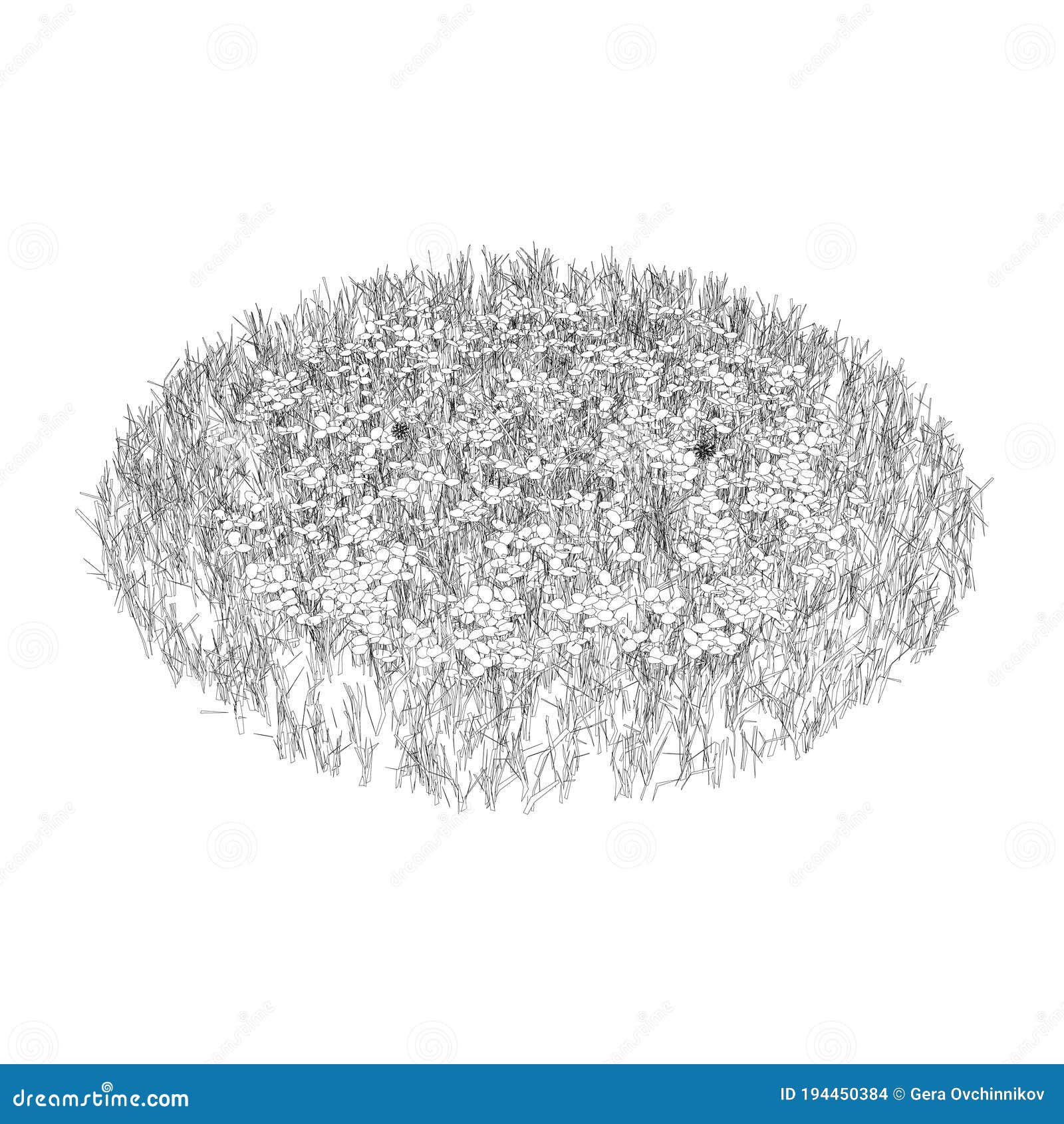 Contour Grass Isolated on White Background. Circle from the Contours of ...