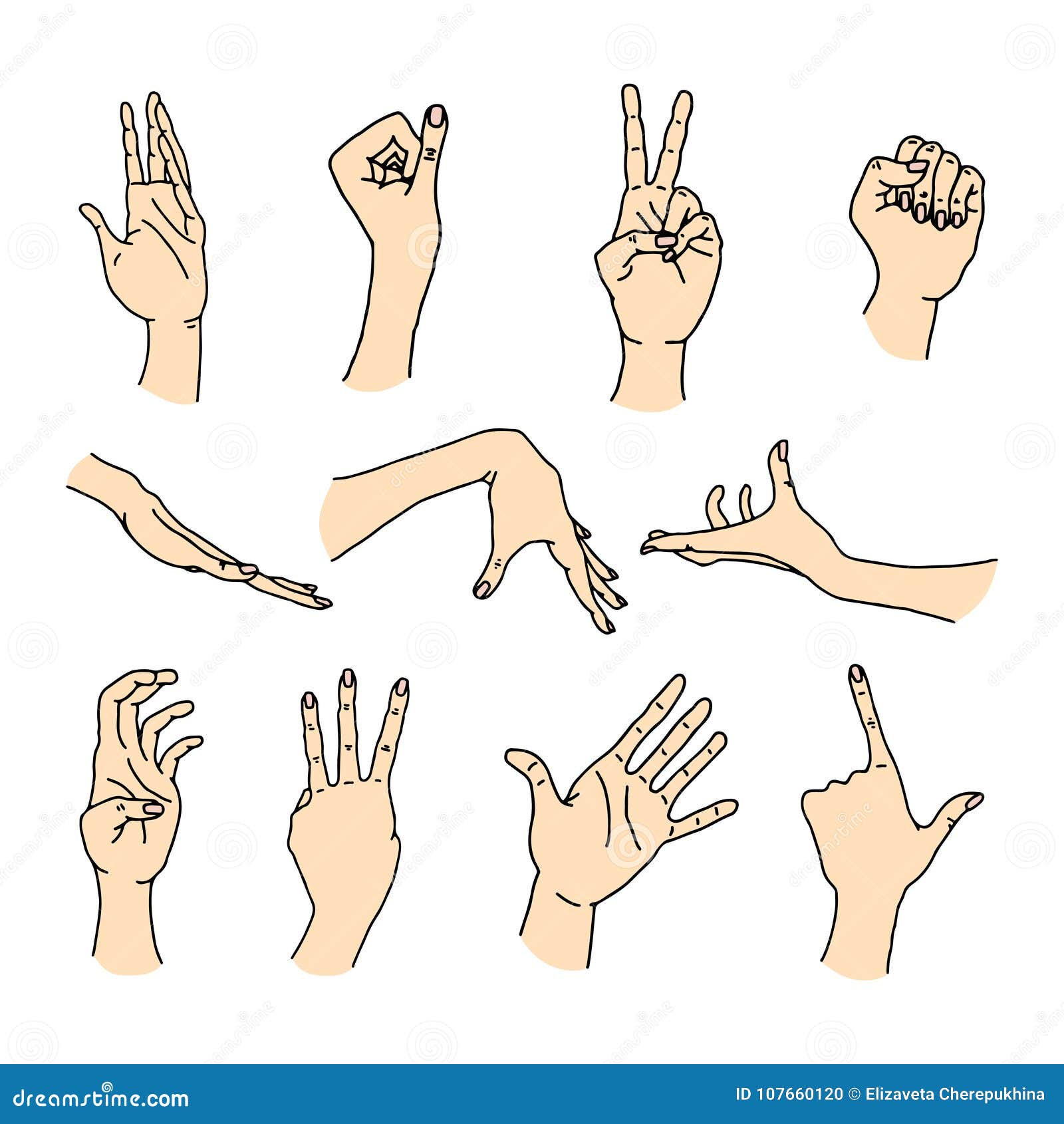 Contour Hand Gestures Collection - Vector Stock Vector - Illustration ...