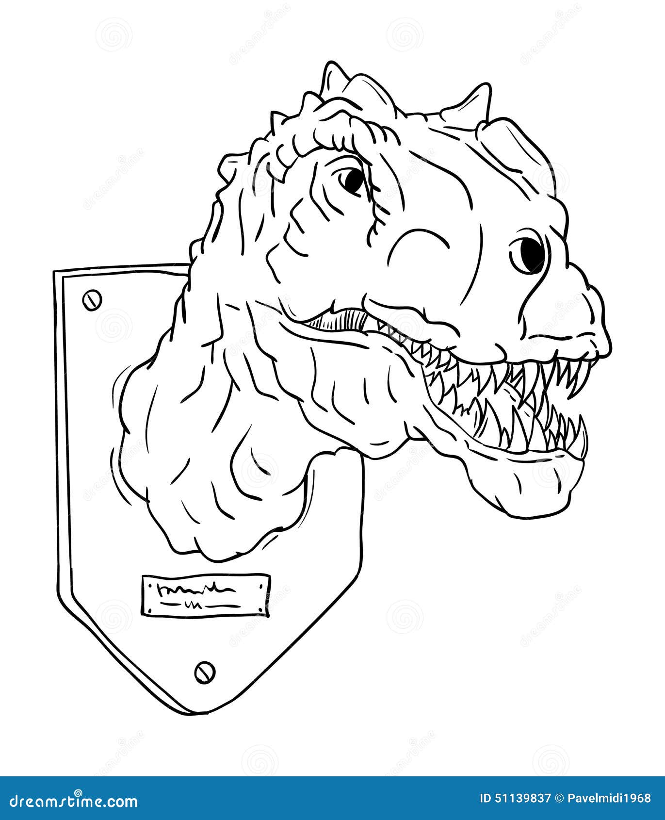 Contour head dinosaur stock vector. Illustration of extinct - 51139837