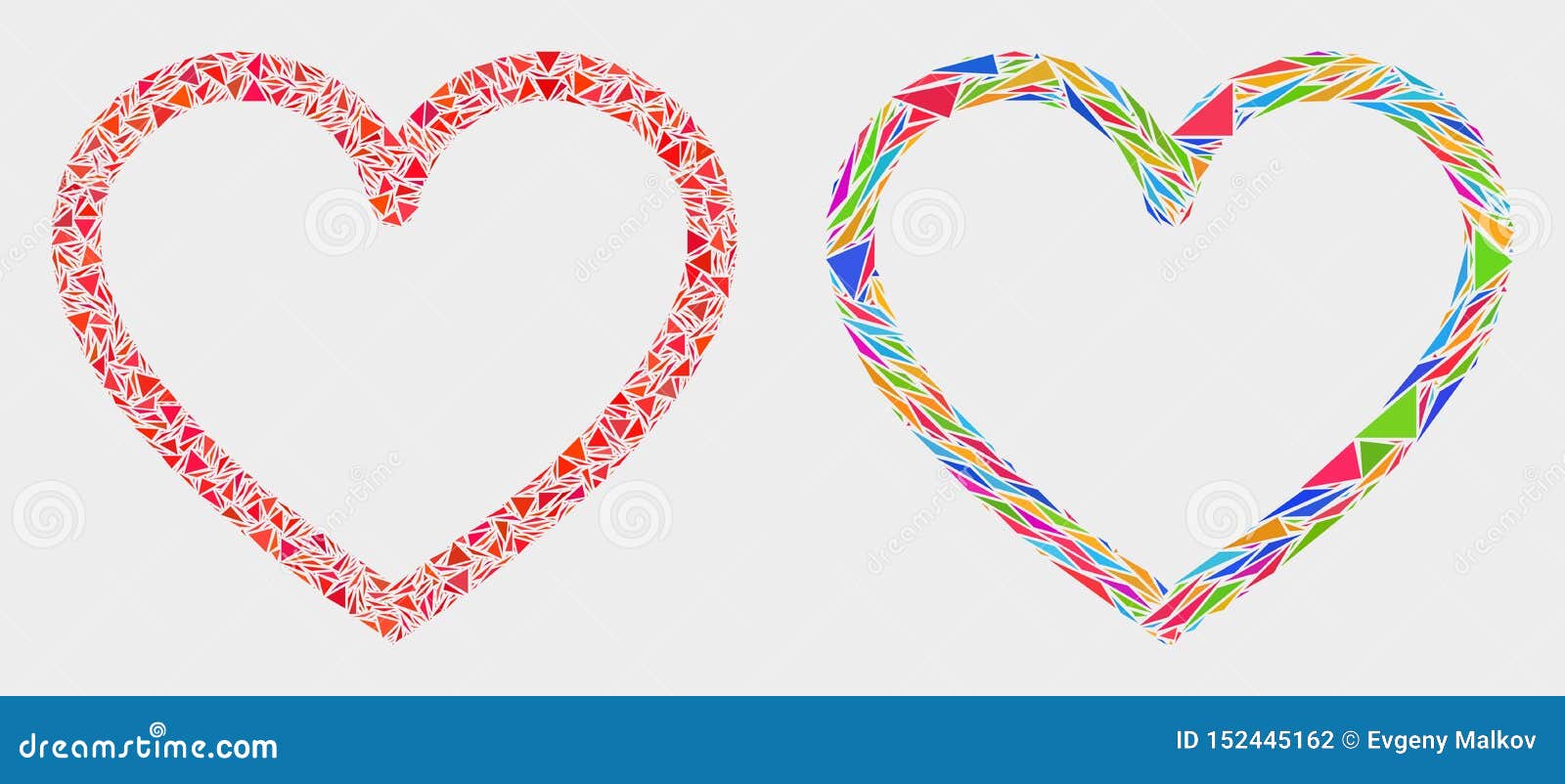 Vector Contour Heart Mosaic Icon of Triangles Stock Vector ...