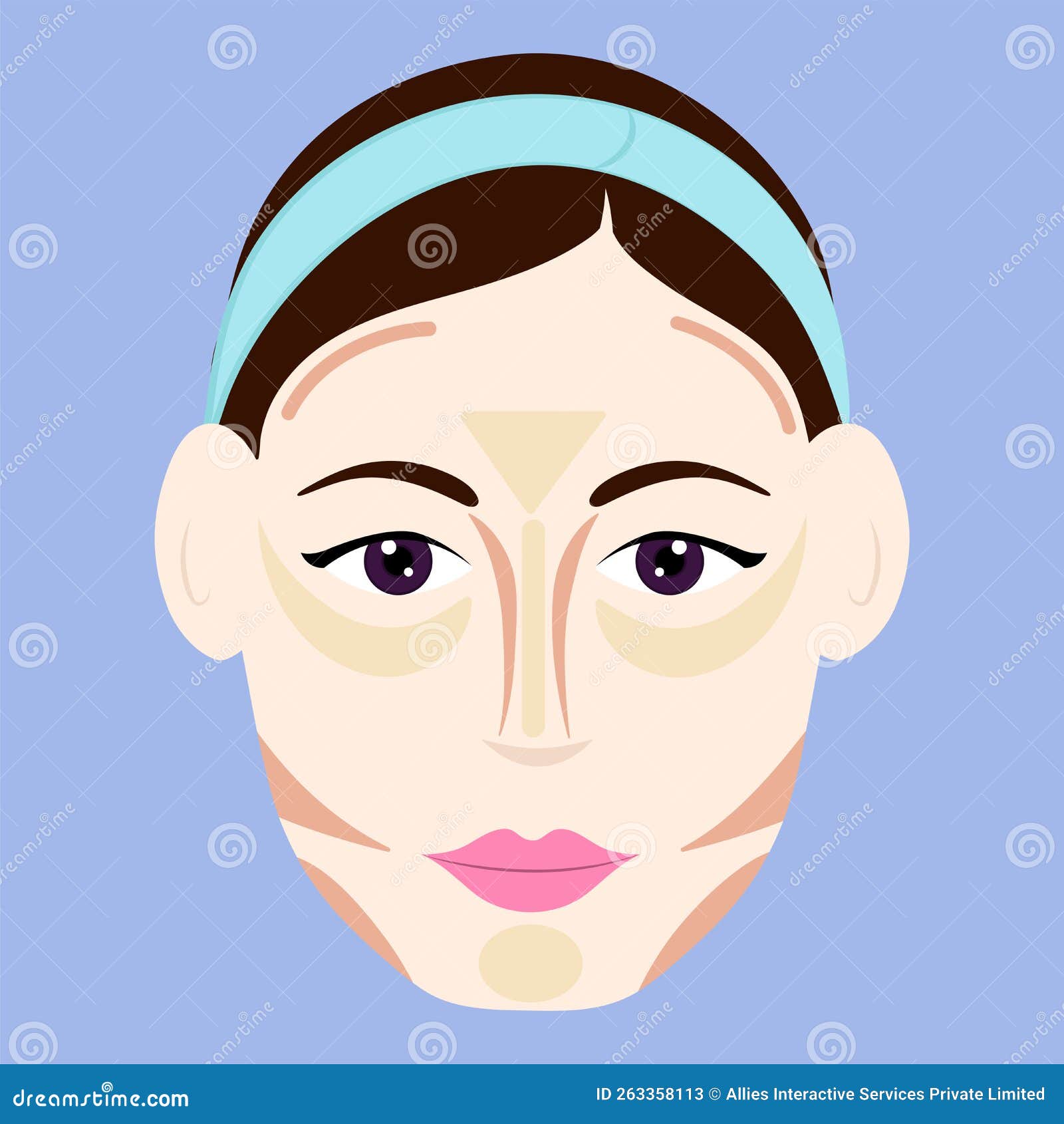 Contour or Highlight on Diamond Face Shape Female on Blue Stock ...