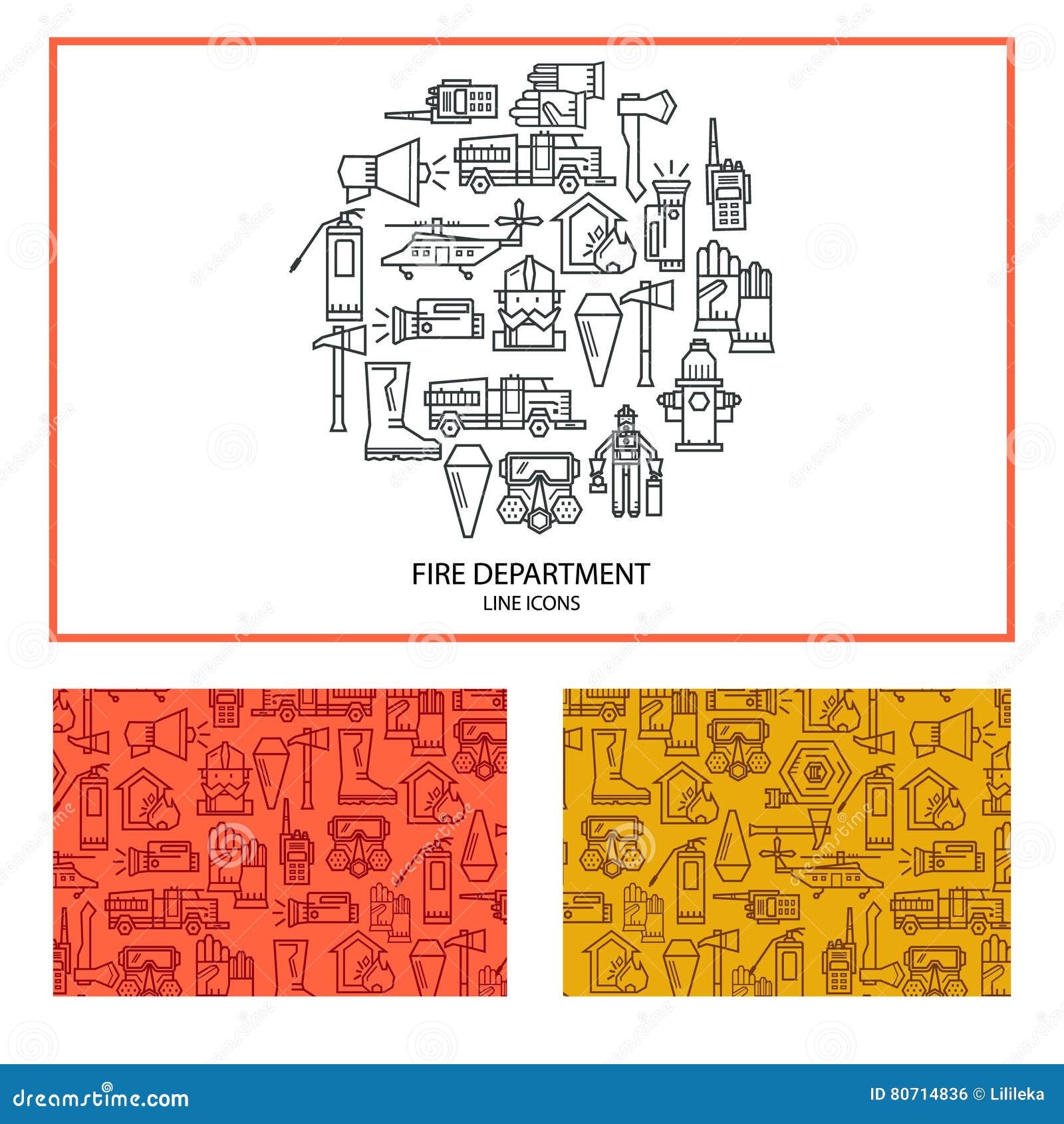 Contour Icons Fire Department. Stock Vector - Illustration of truck ...