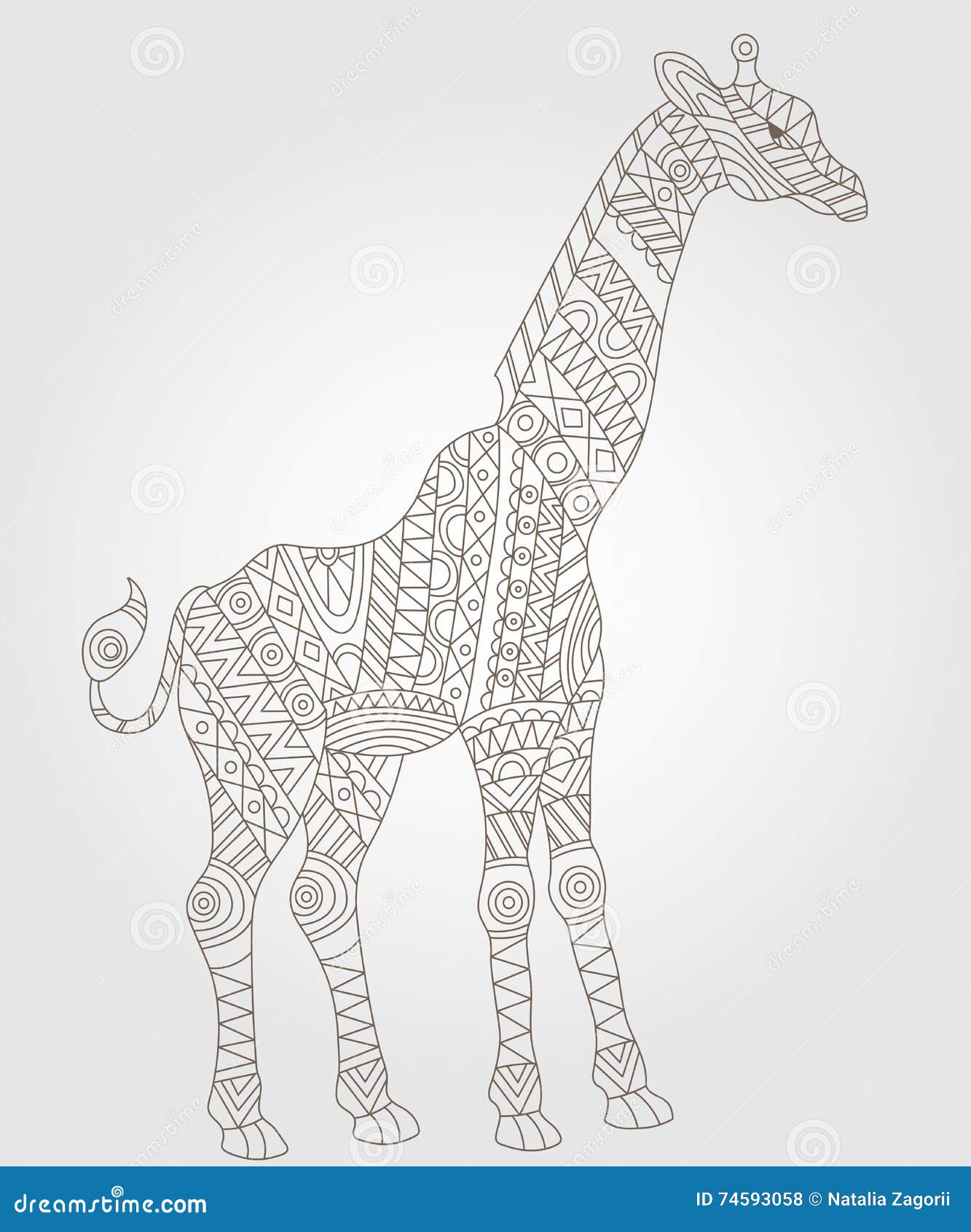 Contour Illustration of Giraffe Abstract, Dark Outline on a Light ...