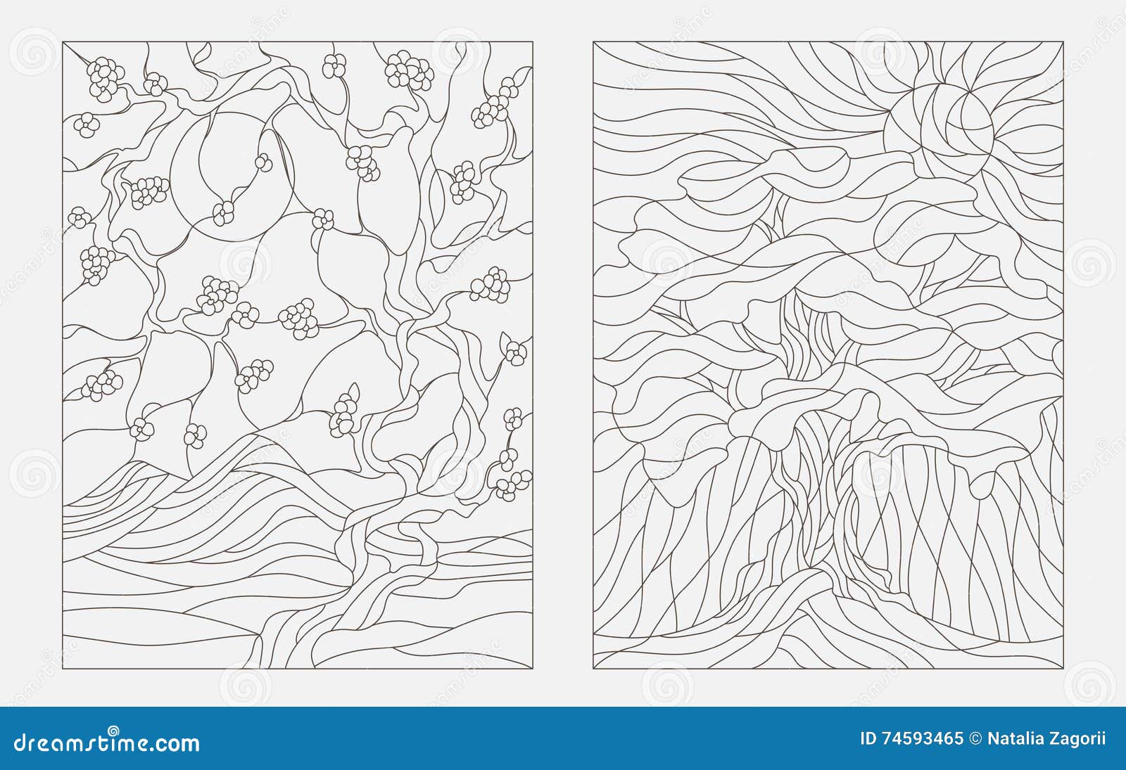 Contour Illustrations in the Style of a Stained Glass Window with ...