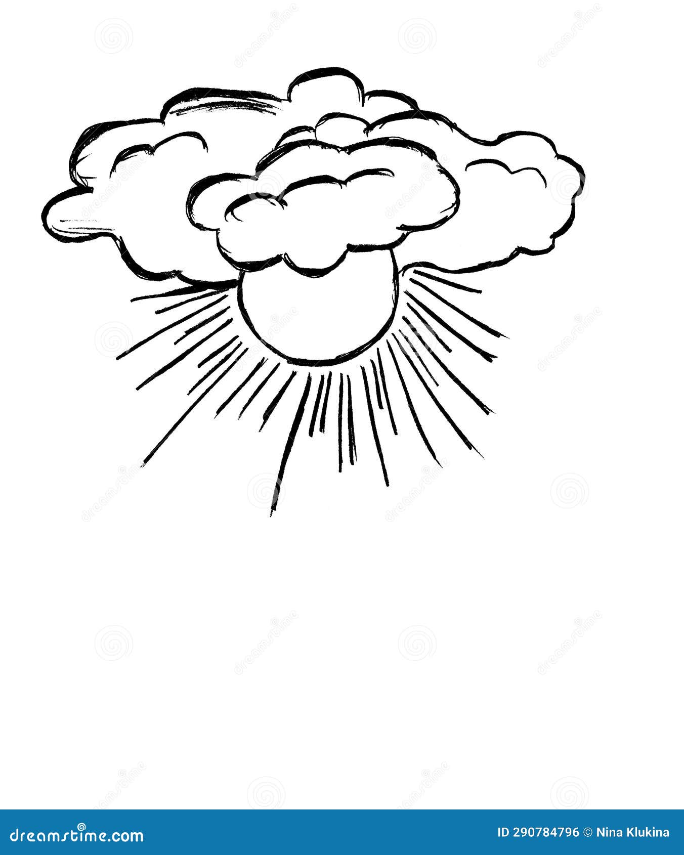 Contour Image of the Sun Peeking Out from Behind the Clouds Stock ...