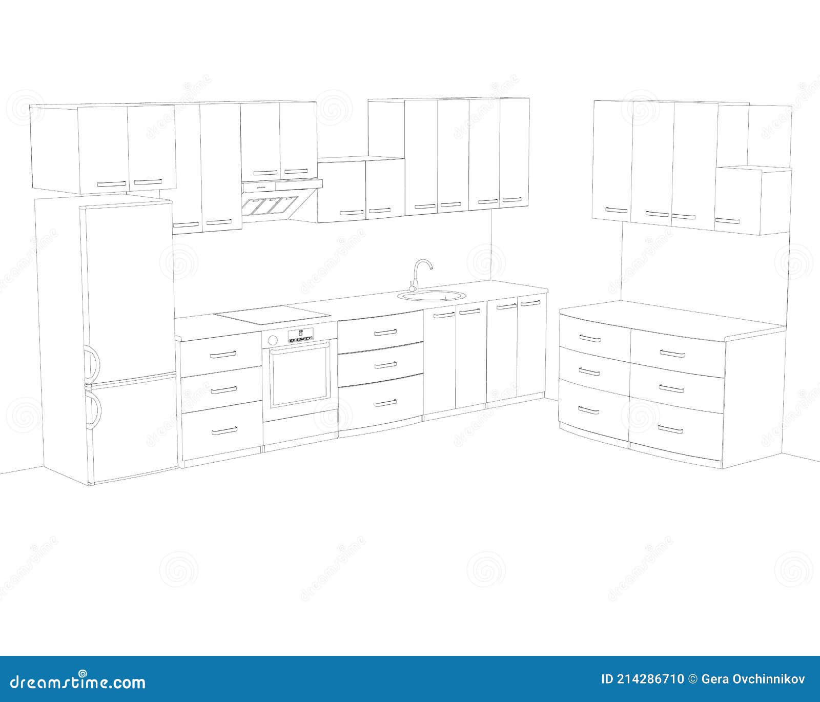 Contour of the Kitchen with Cooking Utensils. Kitchen Interier Stock ...