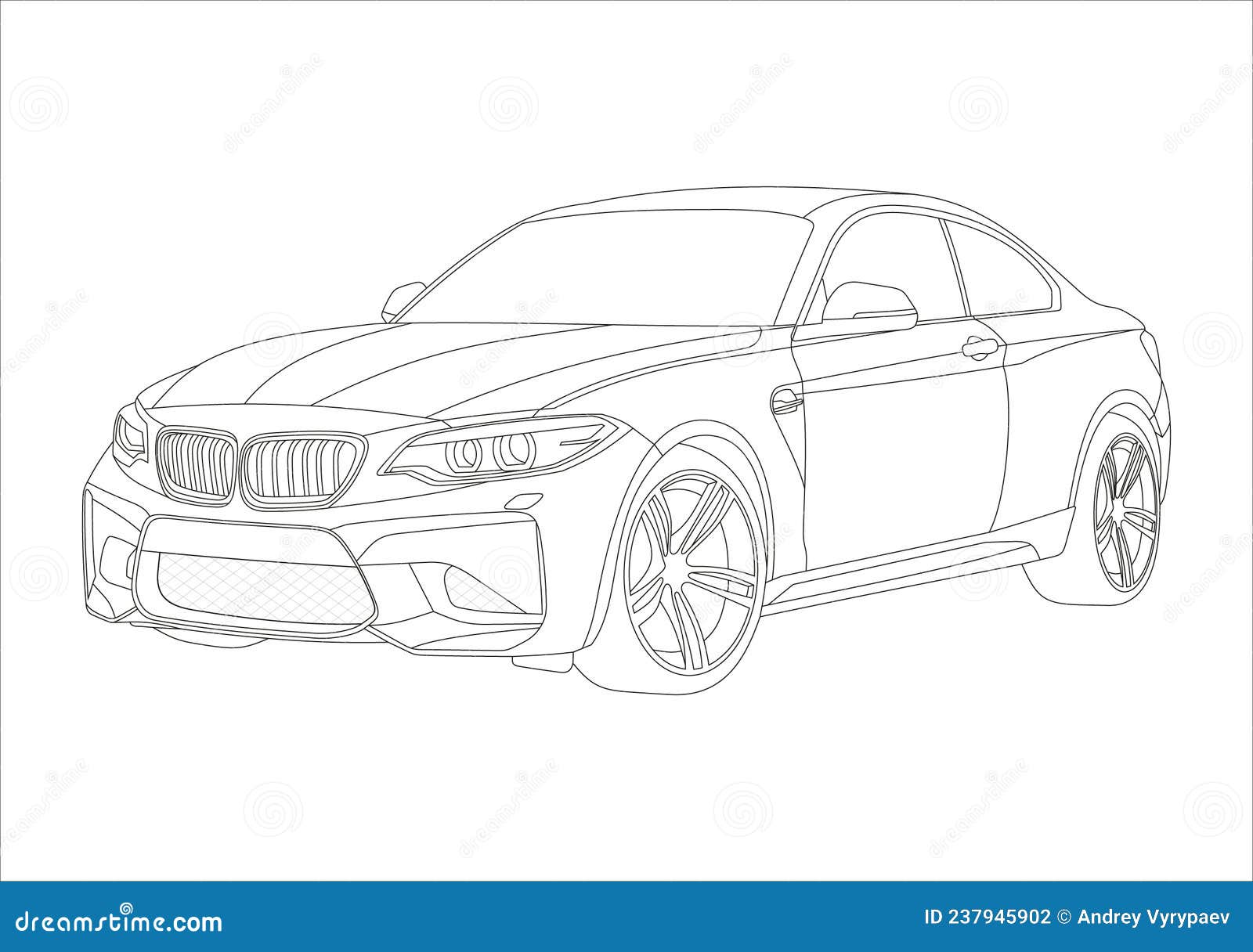 Outline drawing of coupe. stock vector. Illustration of contour - 237945902