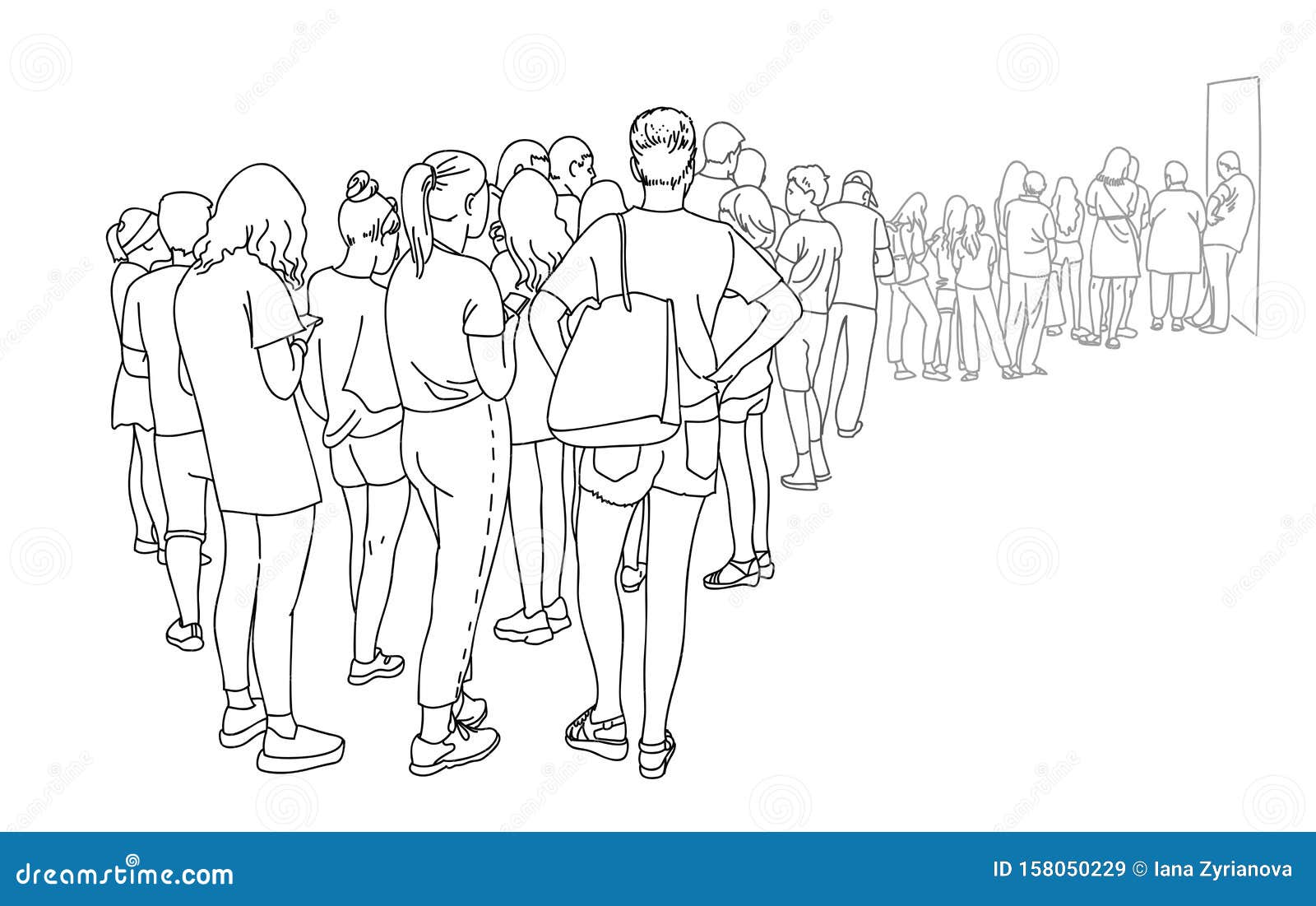 Contour Line Drawing Group of People Waiting in Queue. Crowd Standing ... Contour Line Drawing Group of People Waiting in Queue. Crowd Standing ...