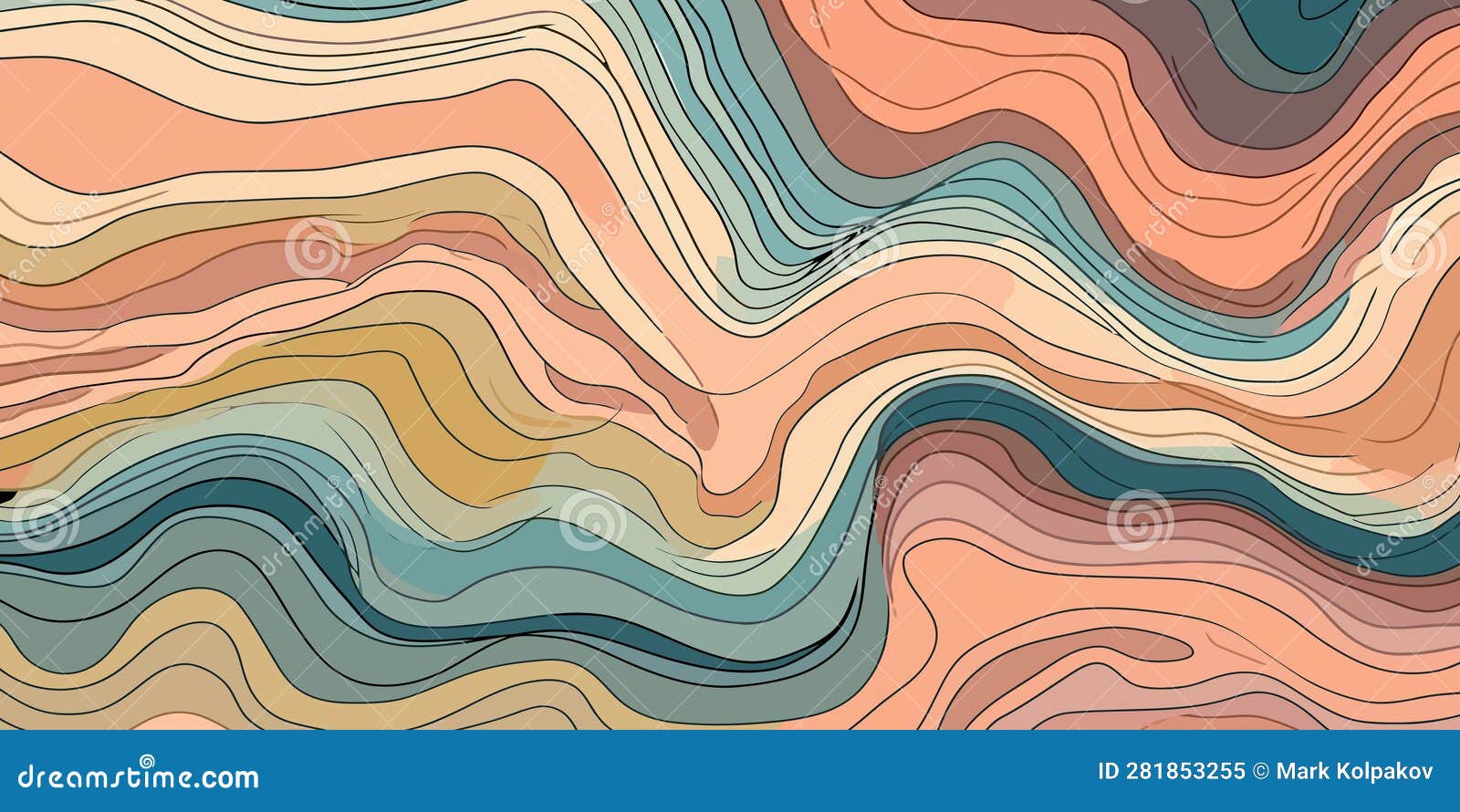 Contour Line Map Flat Background. Vector Illustration Stock Vector ...