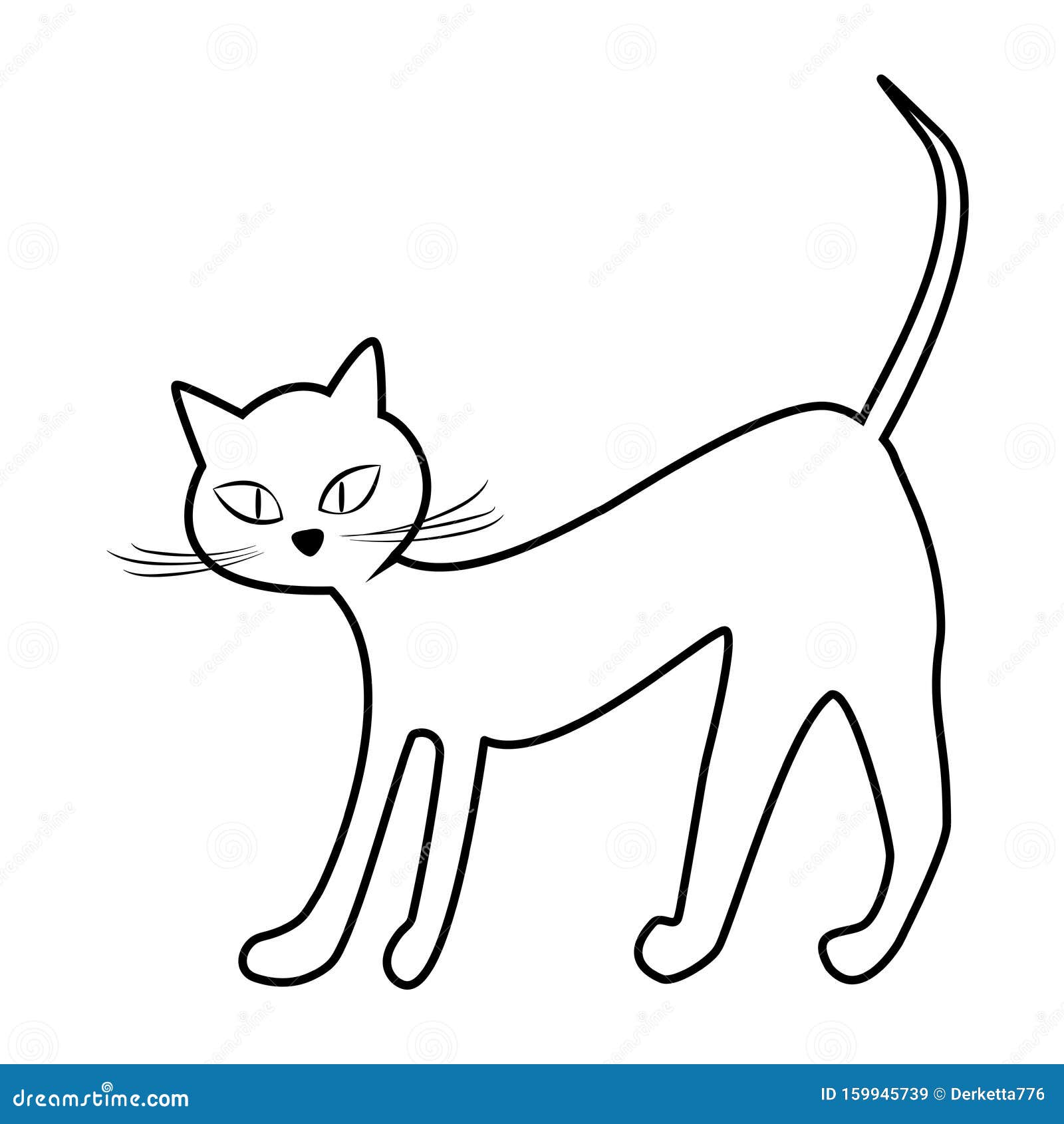 Contour Lines of the Cat Isolate on White. Vector Illustration Stock ...