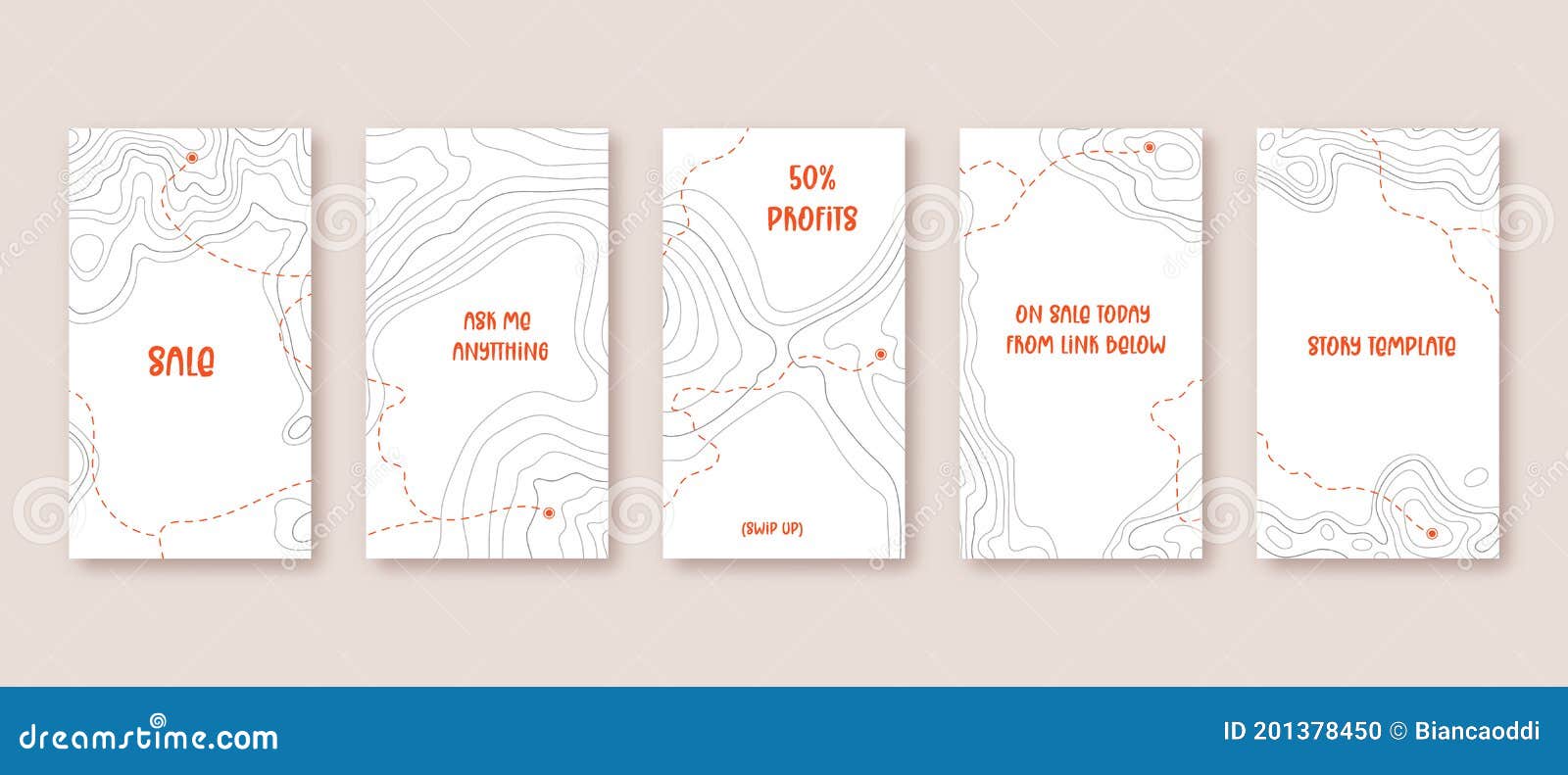 Contour Lines On Topographic Maps, Geographic Map Pattern. Vector Set ...