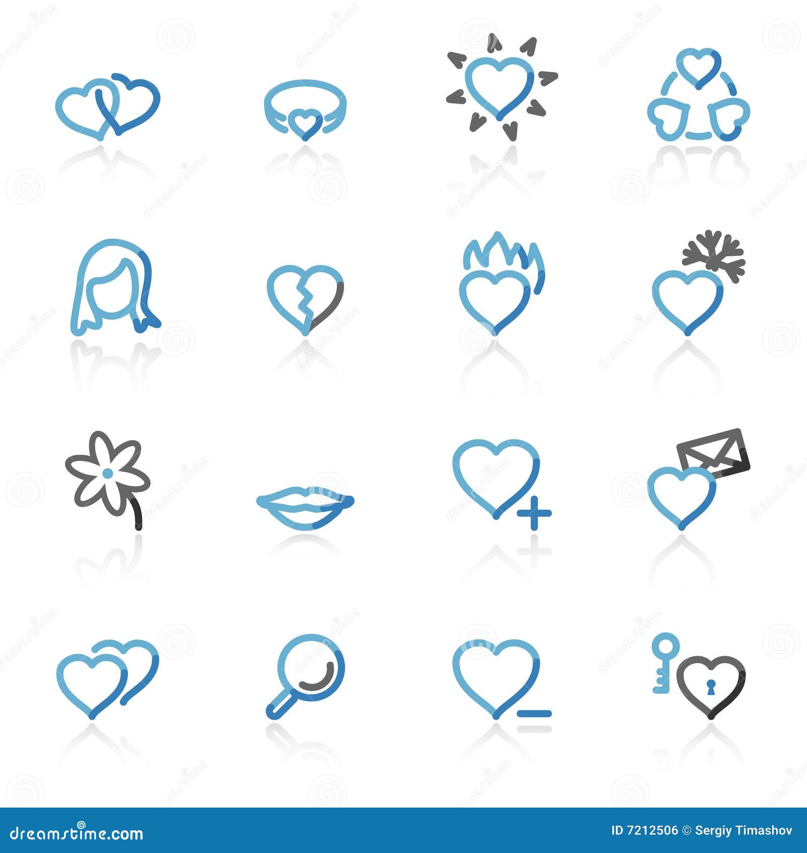 Contour love web icons stock vector. Illustration of broken - 7212506