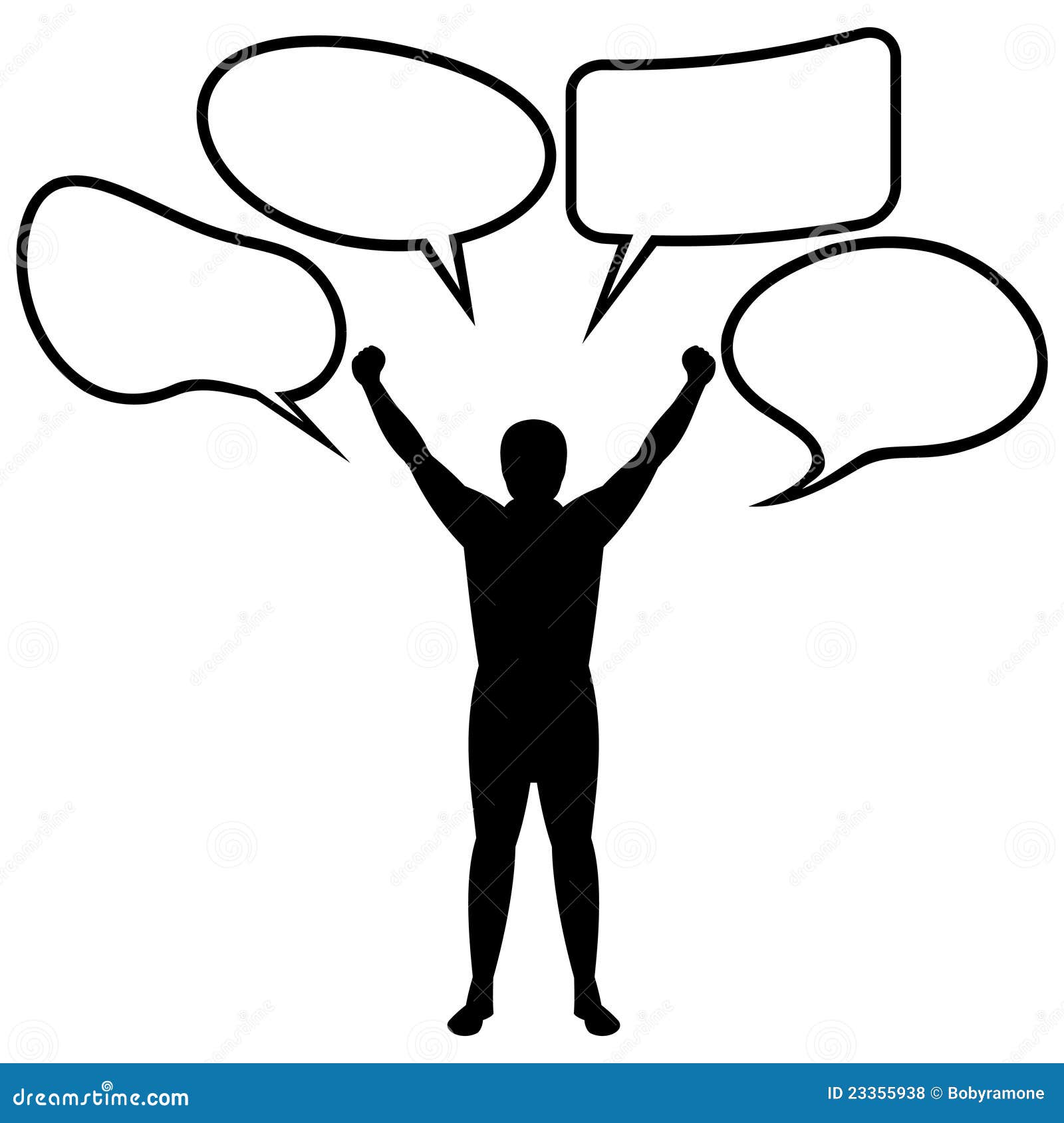 Contour of Man with Speech Bubbles Stock Vector - Illustration of ...