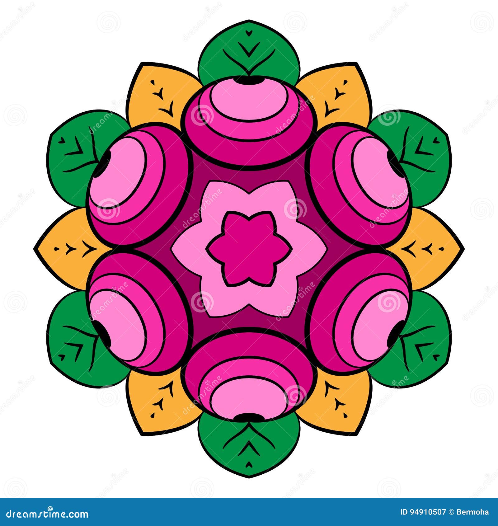 Contour Mandala for Color Books. a Repeating Pattern in the Circ Stock ...
