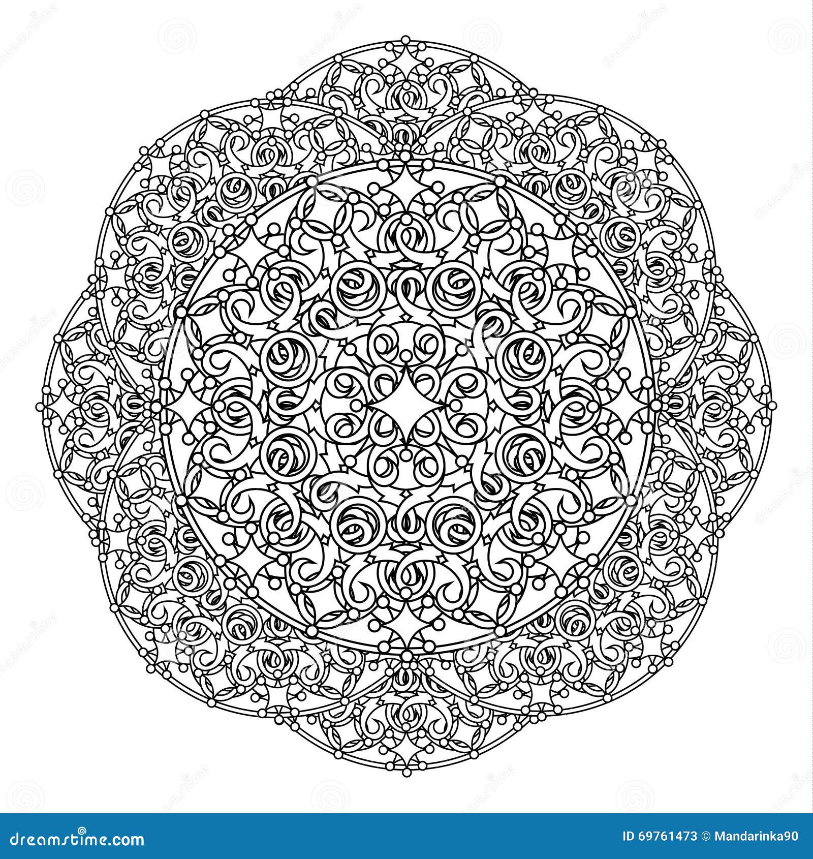 Contour, Mandala. Religious Design Element Stock Vector - Illustration ...