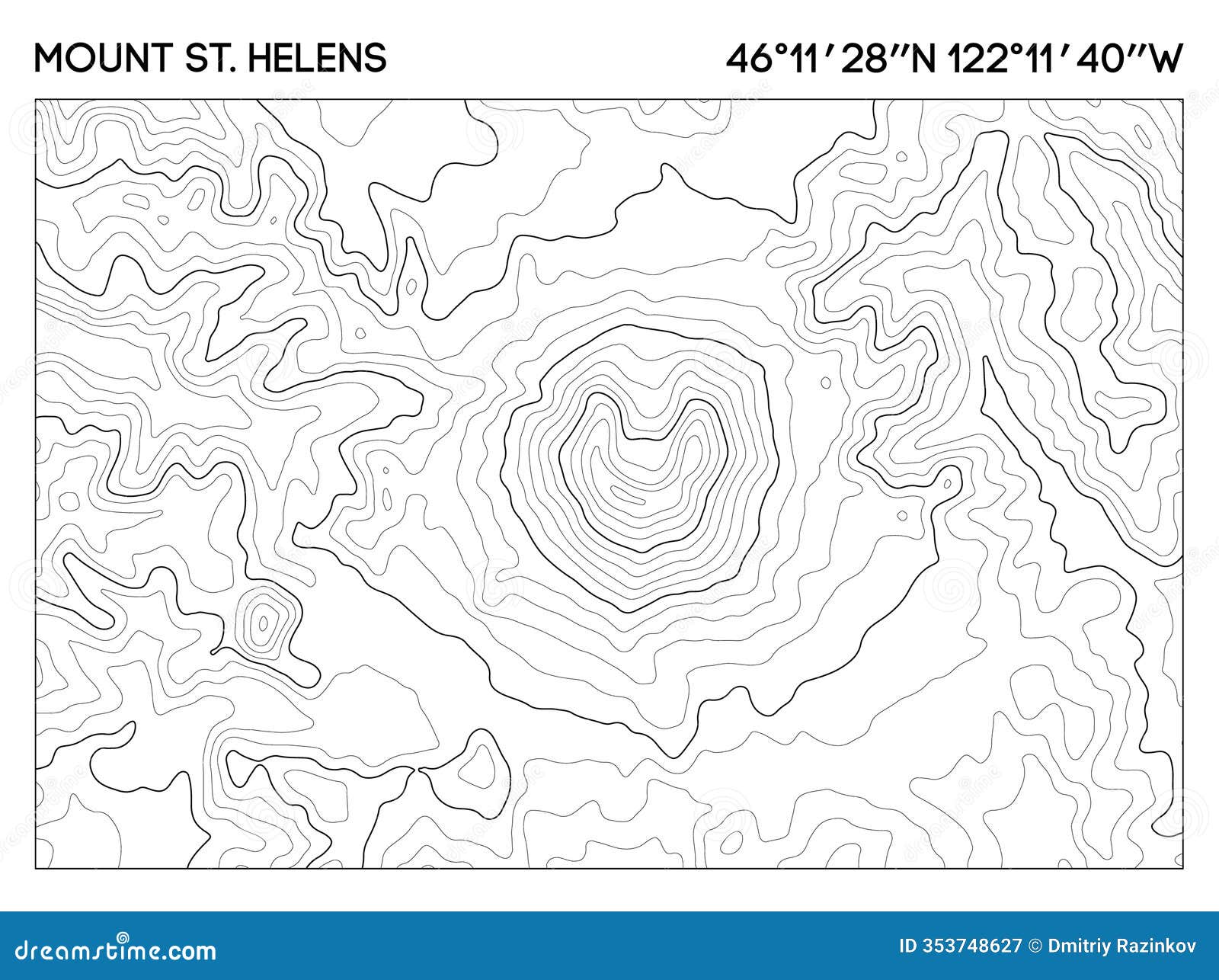 Contour Map Of Mount St. Helens Showcasing Detailed Elevation Lines ...