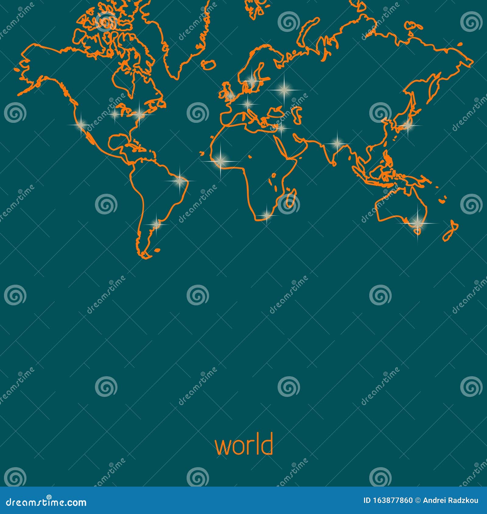 Contour map of the world stock vector. Illustration of continents ...