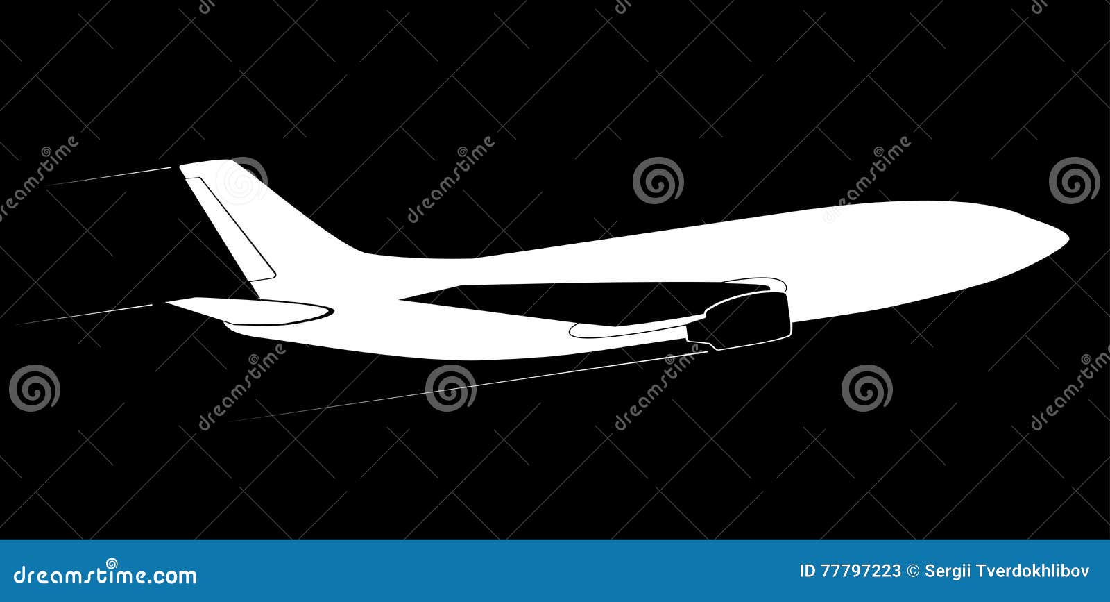 The Contour of the Modern Jet Aircraft. Side View. in Flight Stock ...