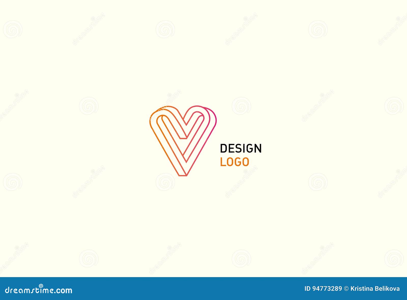 Contour Modern Logo, Illusion of the Heart Stock Vector - Illustration ...
