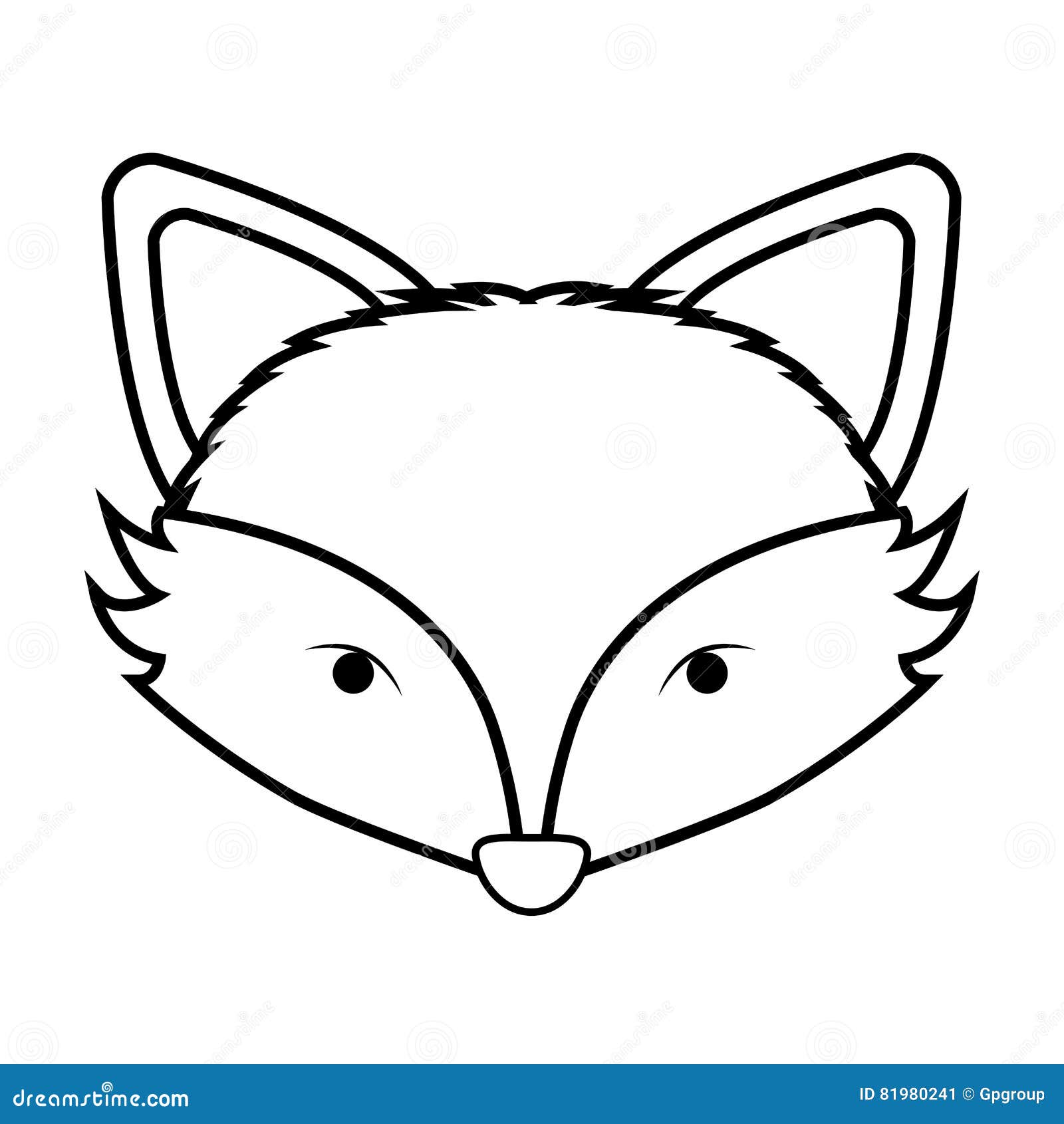 Contour Monochrome with Fox Face Stock Vector - Illustration of contour ...