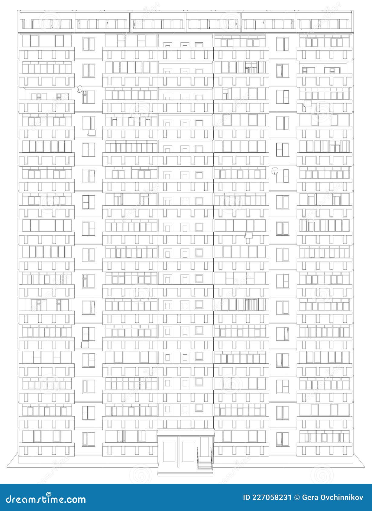 Contour Multi-storey Apartment Building For A Coloring Book Page ...