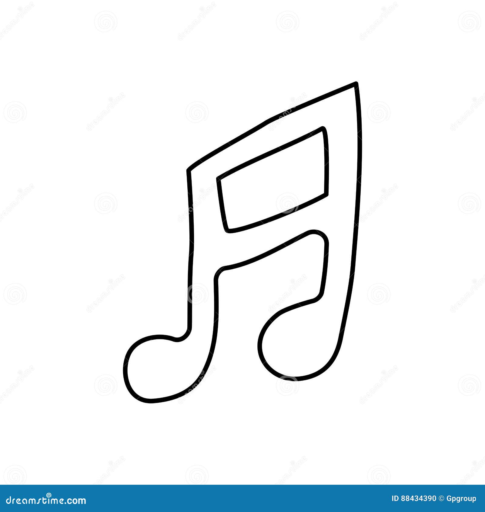 Contour Musical Note Icon Flat Stock Illustration - Illustration of ...
