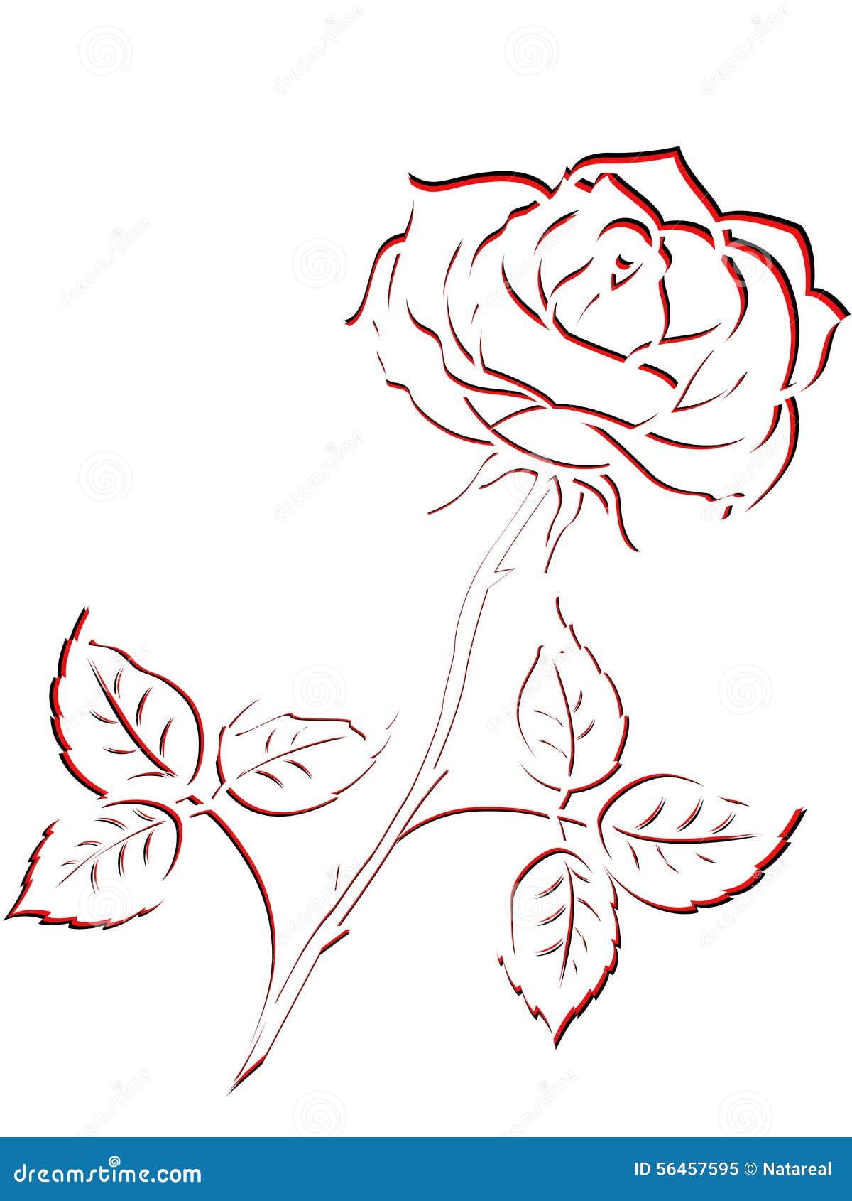 Contour Noir Et Rouge De Fleur Rose Illustration de Vecteur ...