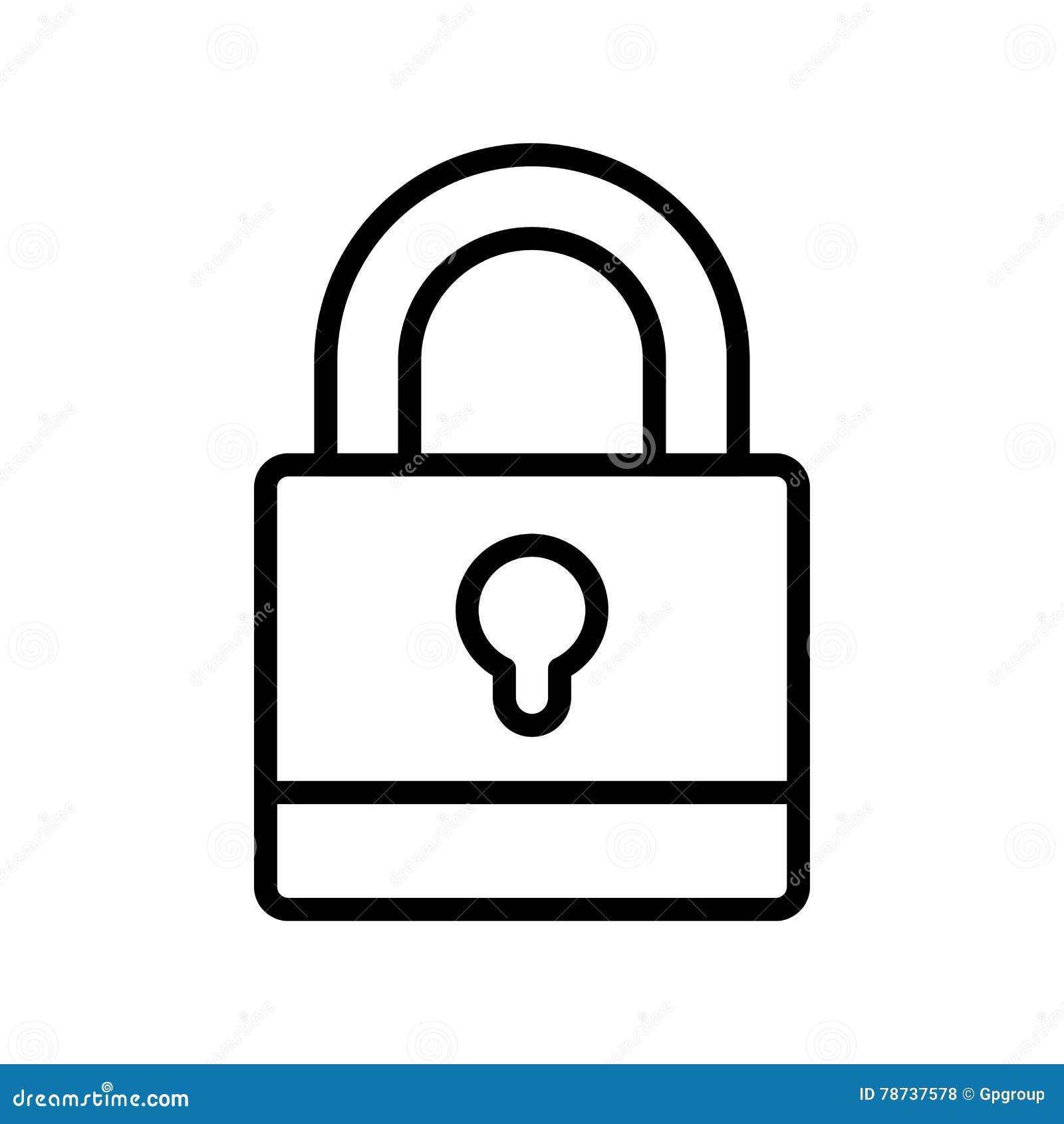 Contour Padlock with Black Body and Shackle Stock Vector - Illustration ...